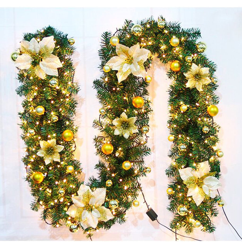 Foraging dimple Christmas Garland with Lights 8.8FT Lighted Christmas ...
