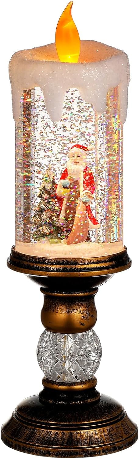 Foraging dimple Christmas Snow Globe LED Candles Battery Operated ...