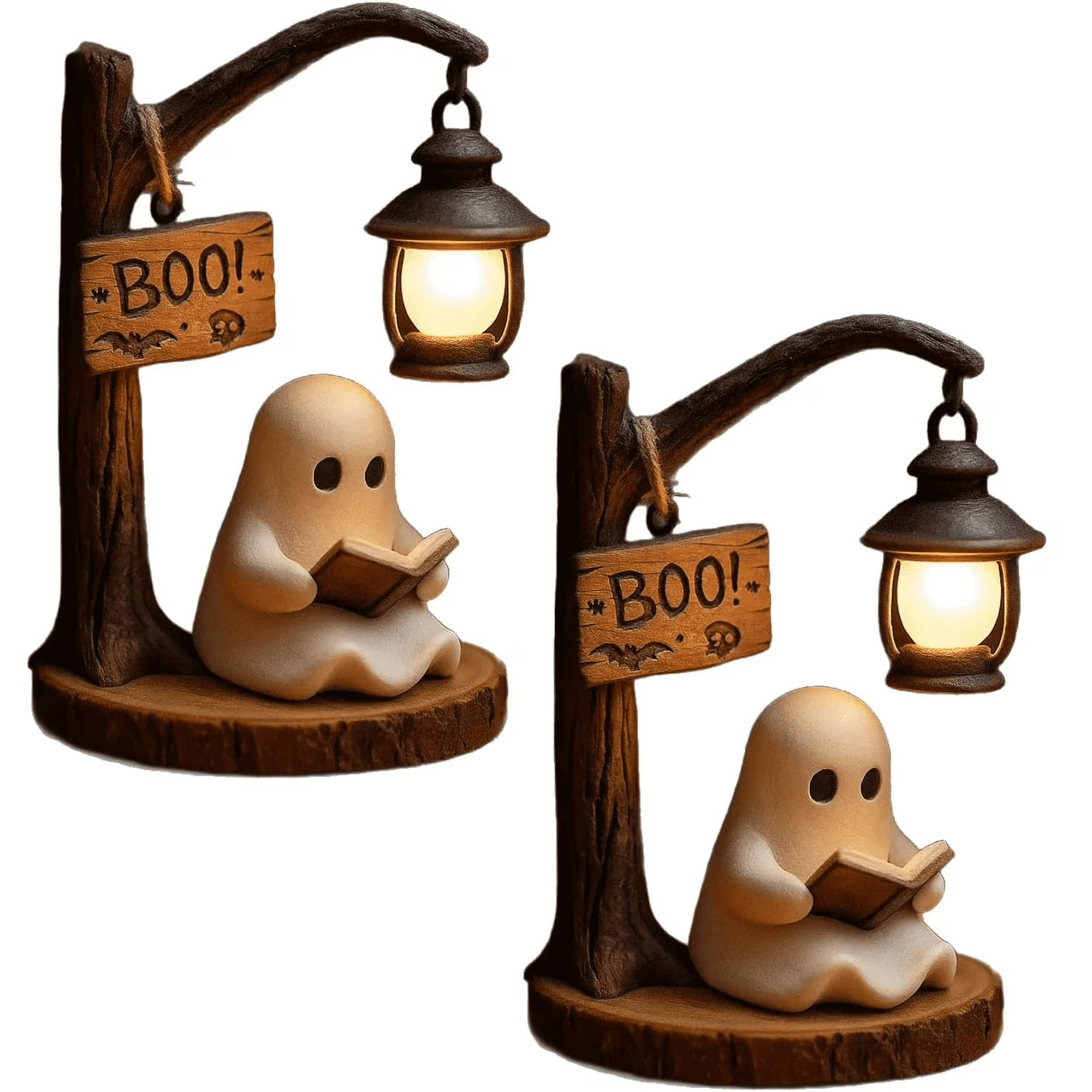 Foraging dimple Cute Ghost Reading Lantern - Boo, 3D Resin Halloween ...