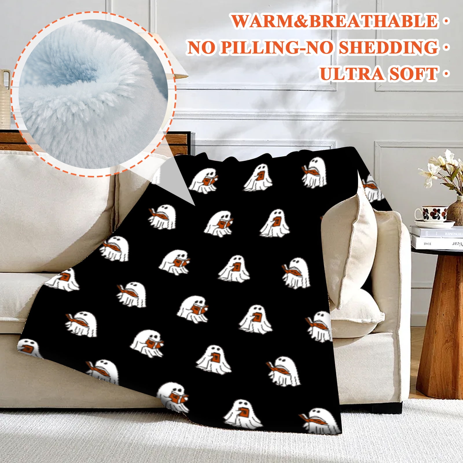 Foraging dimple Halloween Ghost Reading Blanket Ghost Reading a Book ...