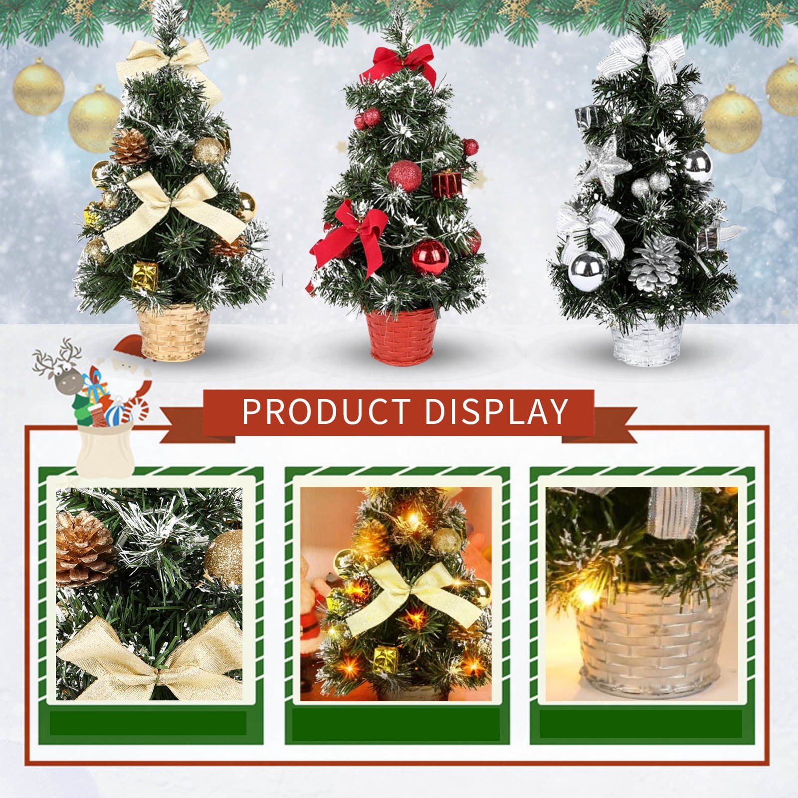 Foraging dimple Pre-lit Artificial Mini Christmas Tree with LED Lights ...