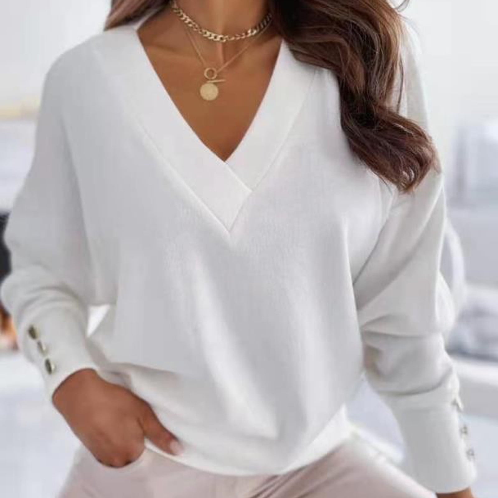 Foraging dimple Women Winter New Long Sleeve Knitted Sweater Women V ...