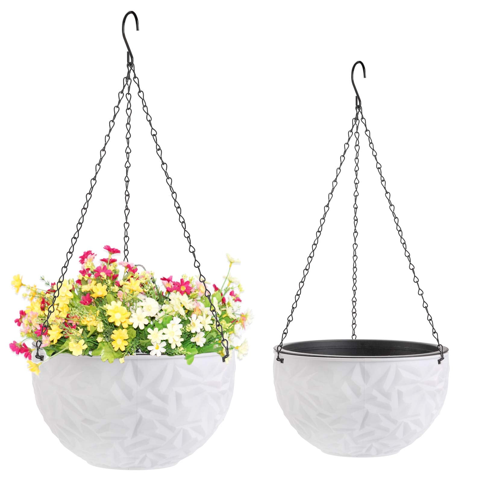 Foraineam 2 Sizes Dual-pots Design Hanging Planters, Self-Watering ...