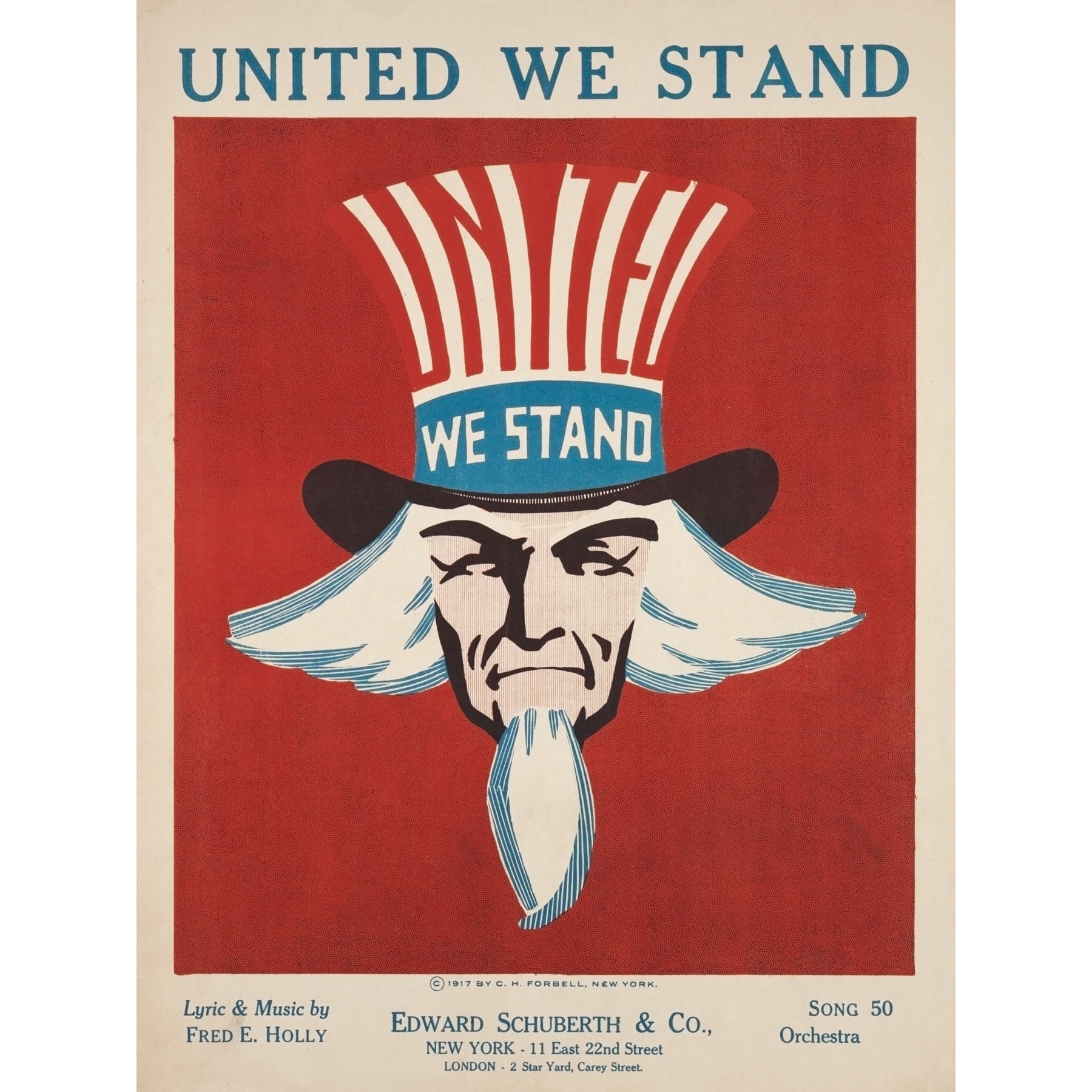 Forbell United We Stand Uncle Sam Sheet Music Cover Extra Large XL Wall ...