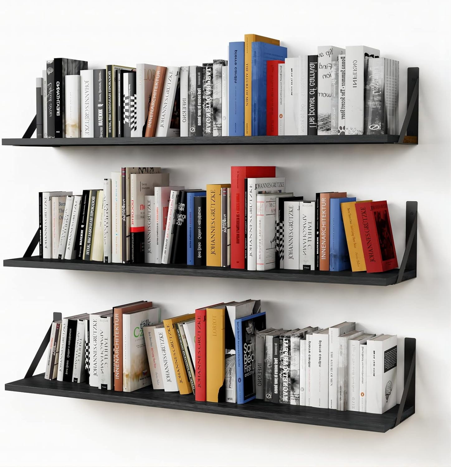 Forbena Floating Book Shelves for Wall Set of 3, 36 Inches Long Wall ...