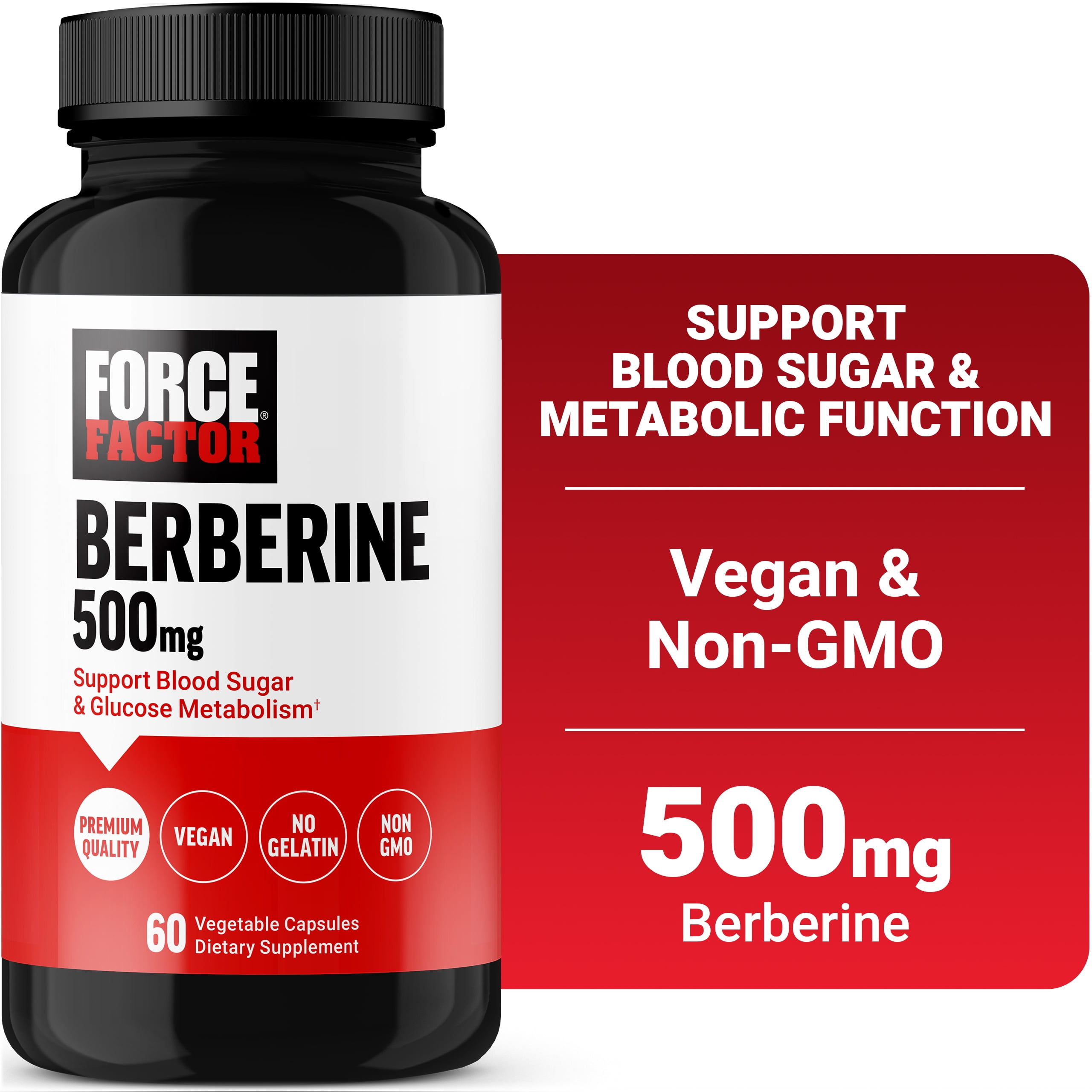 Force Factor Berberine 500mg Supplement for Cardiovascular Support Supports Heart Health Vegan ...