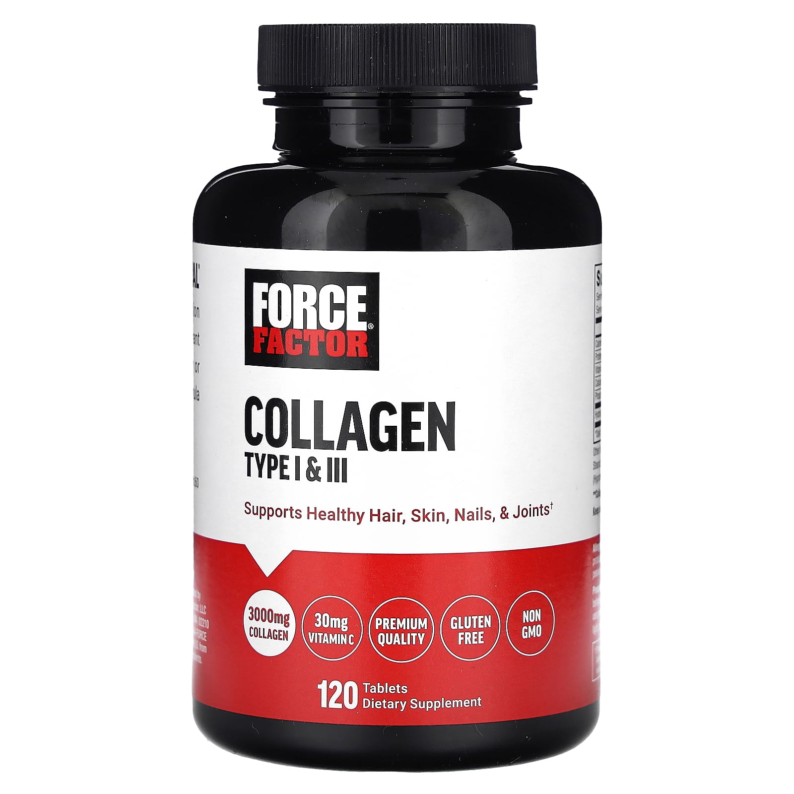 Force Factor Collagen Type I & III, 3,000 mg, 120 Tablets (1,000 mg Per ...