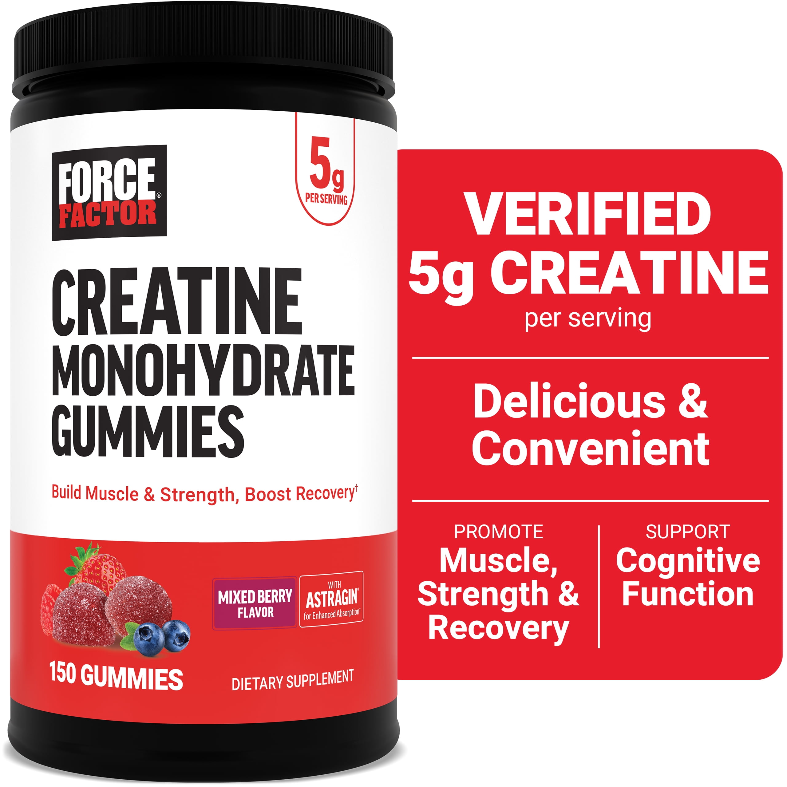 Force Factor Creatine Monohydrate Gummies, 5g Creatine for Muscle ...