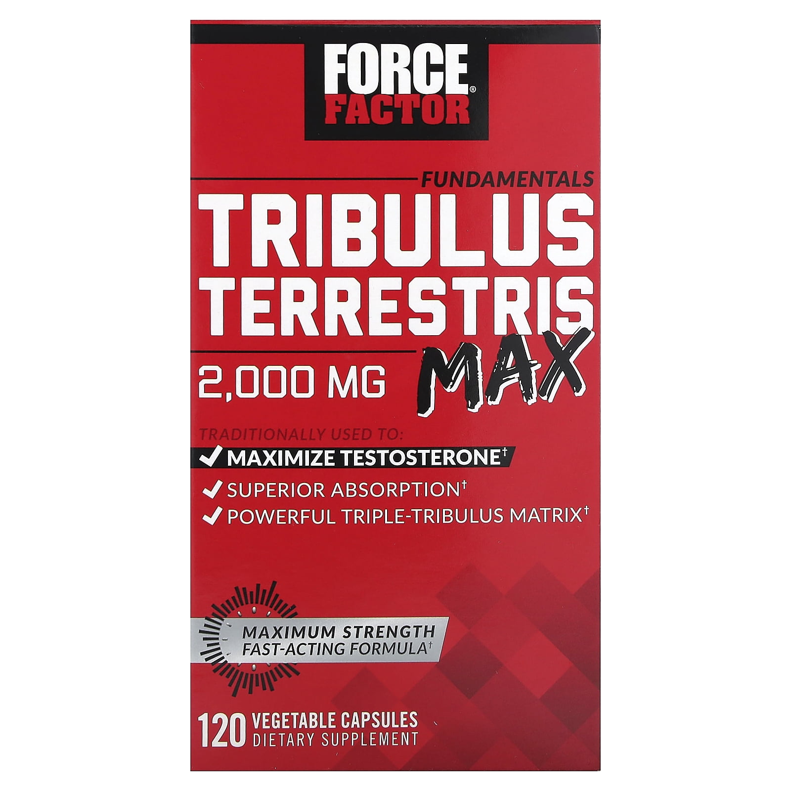 FORCE FACTOR Tribulus Max, Testosterone Booster, Male Vitality, 2000mg ...