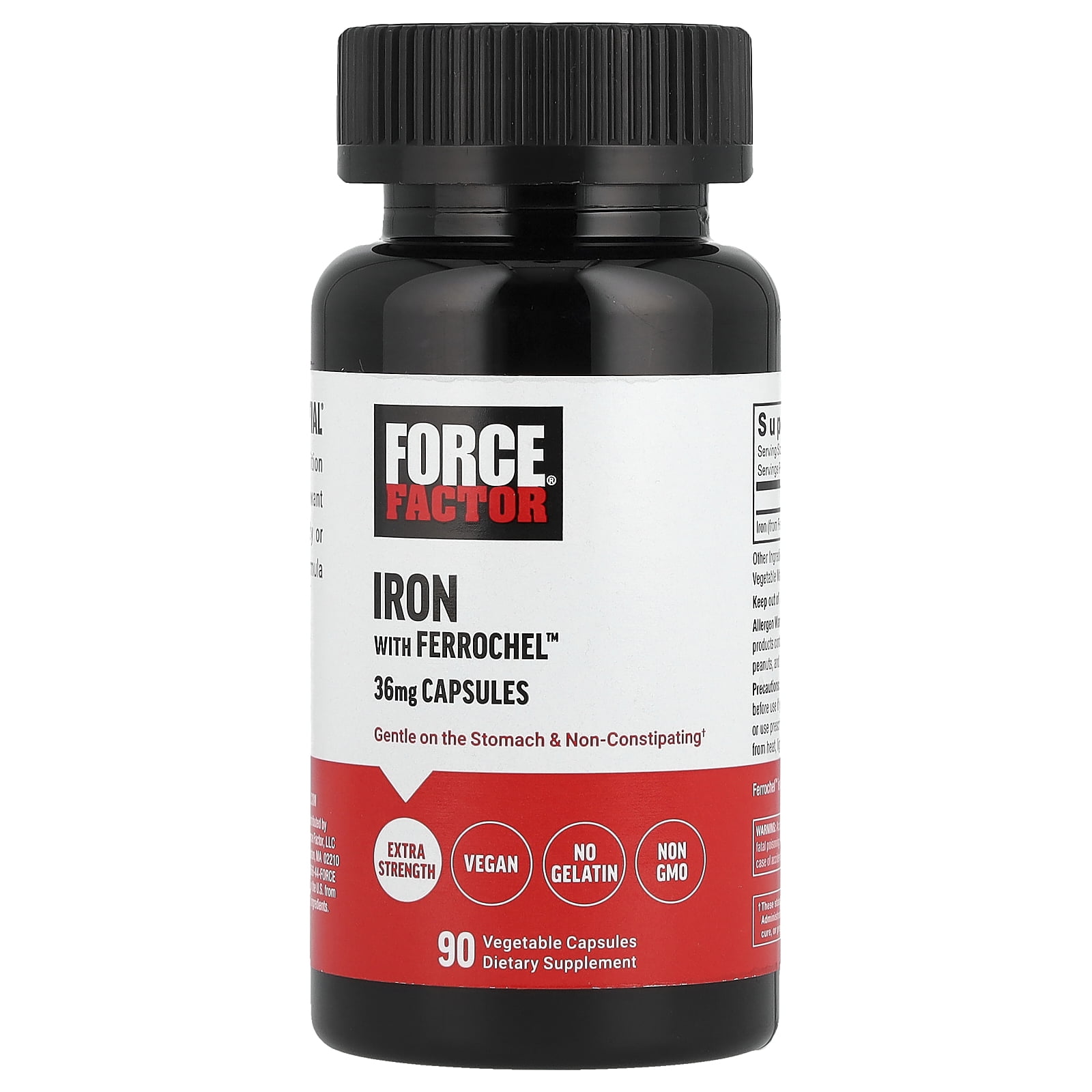 Force Factor Iron with Ferrochel™, 36 mg, 90 Vegetable Capsules ...