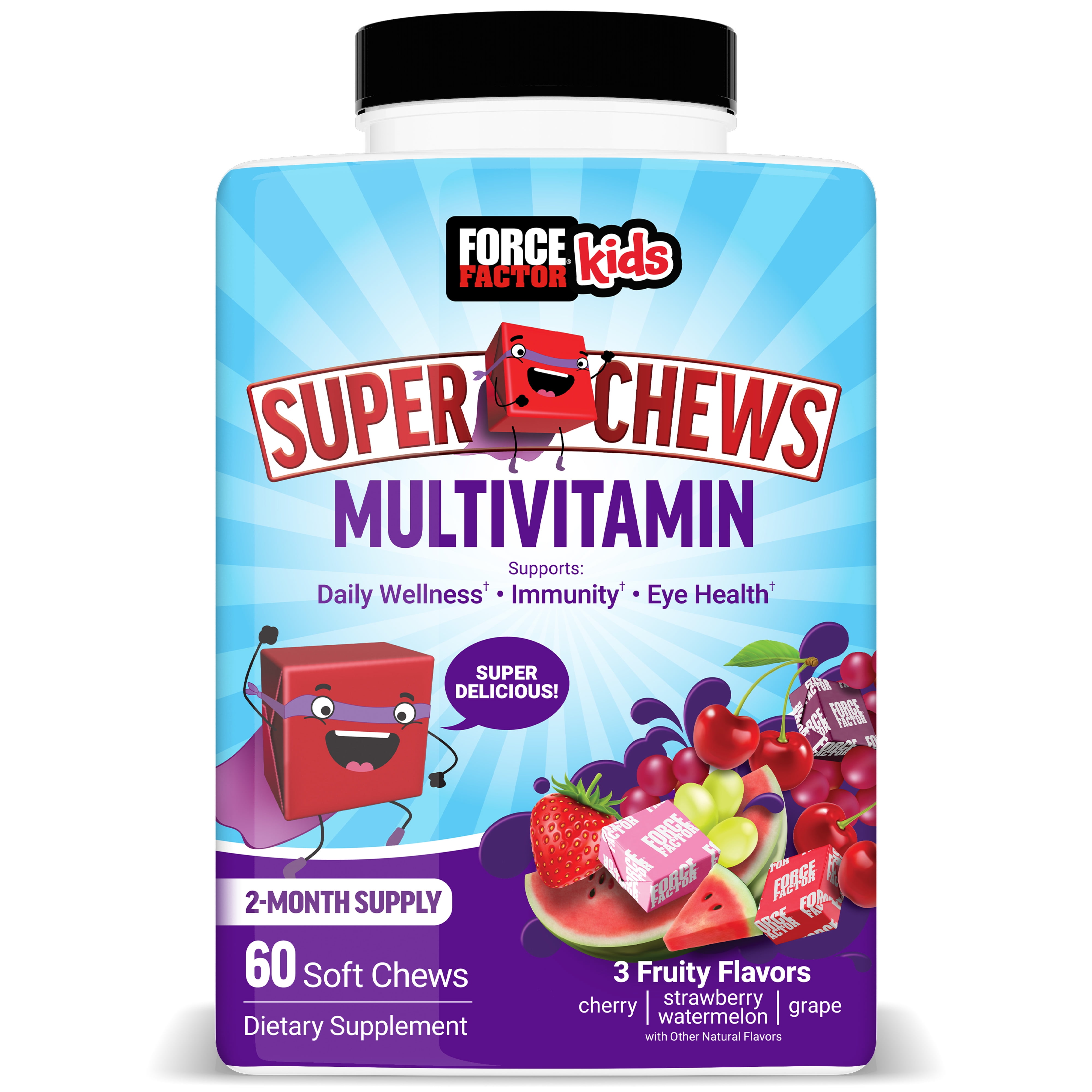 Force Factor Kids Multivitamin Super Chews with 18 Vitamins, Minerals, & Antioxidants, Multi ...