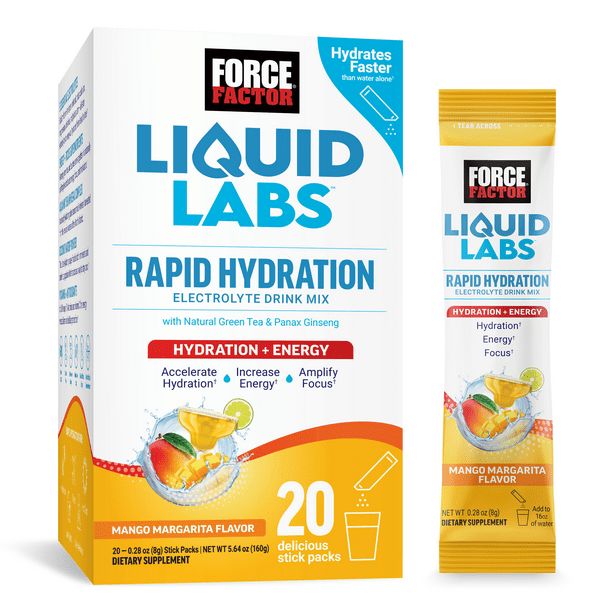 Force Factor Liquid Labs Energy & Rehydration Water Powder Enhancement ...
