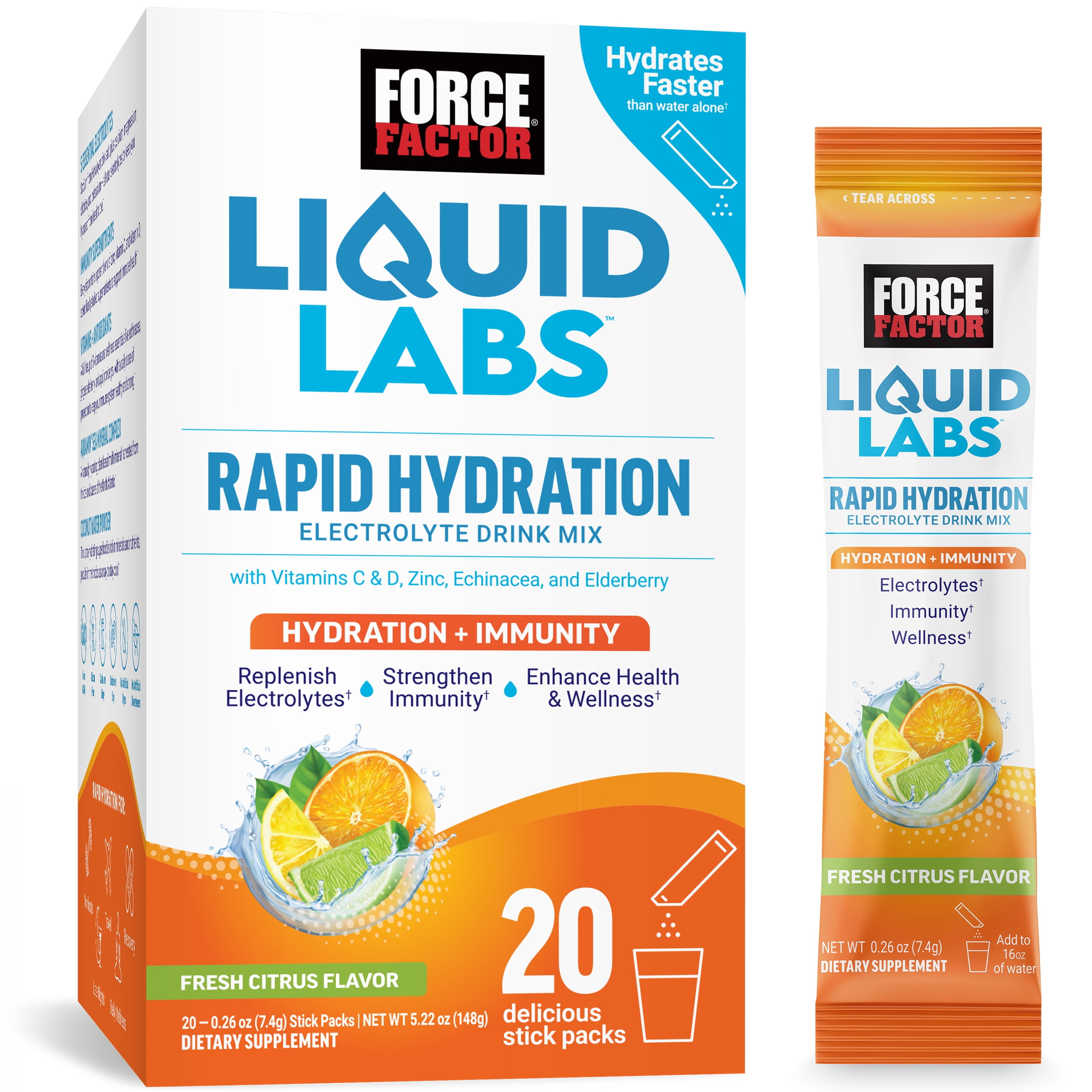 Force Factor Liquid Labs Immunity Hydration Drink, Vitamin & Mineral ...