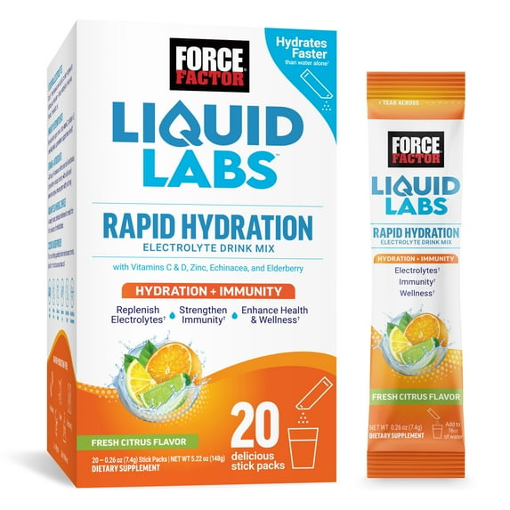 Force Factor Liquid Labs Immunity Hydration Drink, Vitamin & Mineral ...
