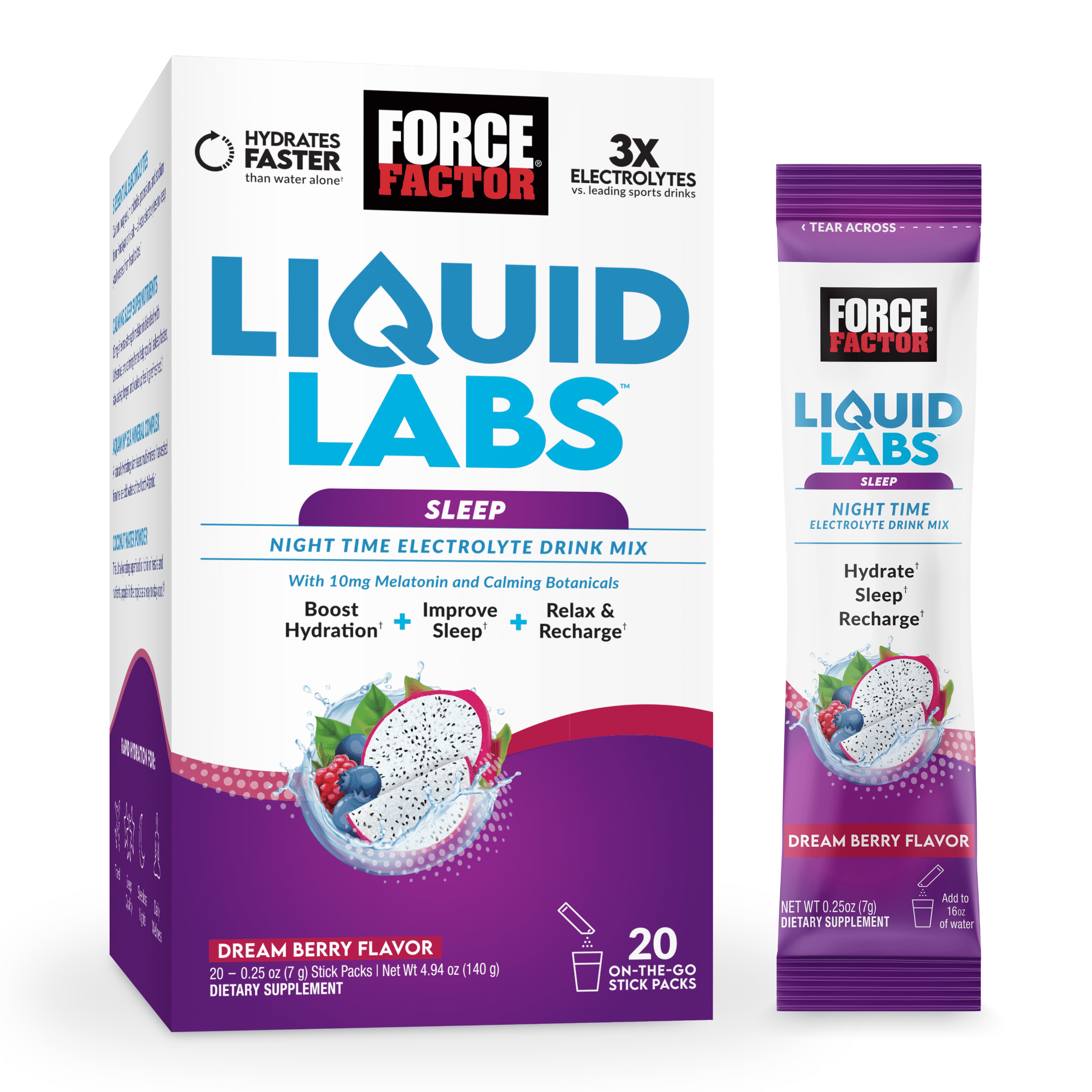 Force Factor Liquid Labs Sleep, Electrolytes Powder & Sleep Aid with ...