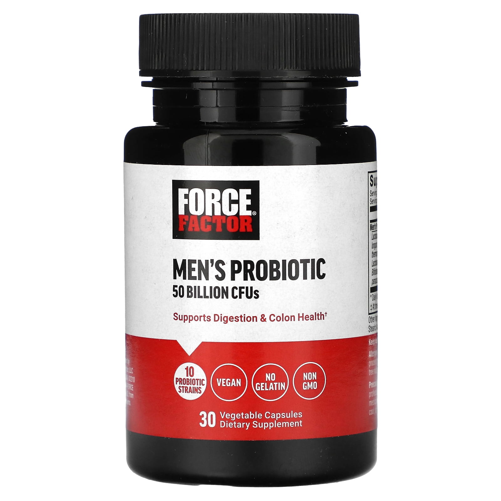 Force Factor Men's Probiotic, 50 Billion CFUs, 30 Vegetable Capsules ...