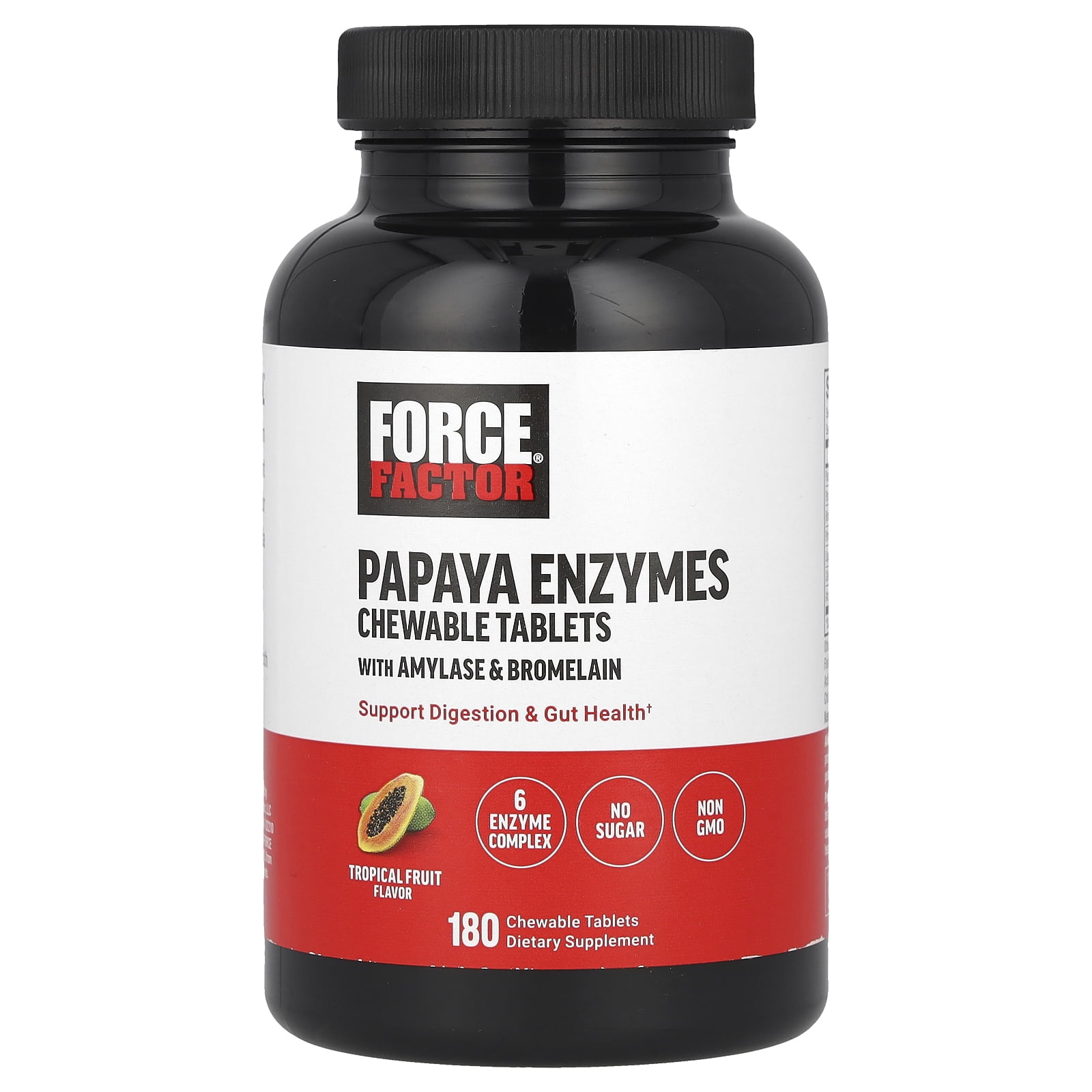 Force Factor Papaya Enzymes, Tropical Fruit, 180 Chewable Tablets ...