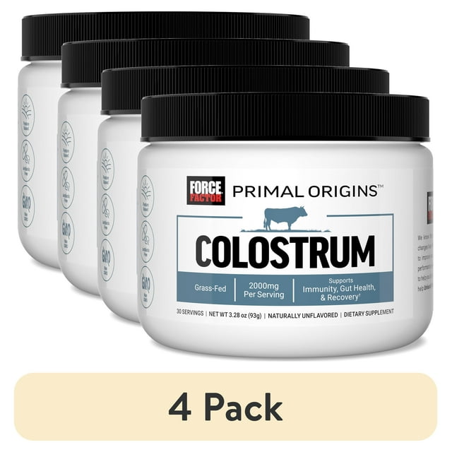 (4 pack) Force Factor Awesome Colostrum Powder, Pasture-Raised, Grass ...