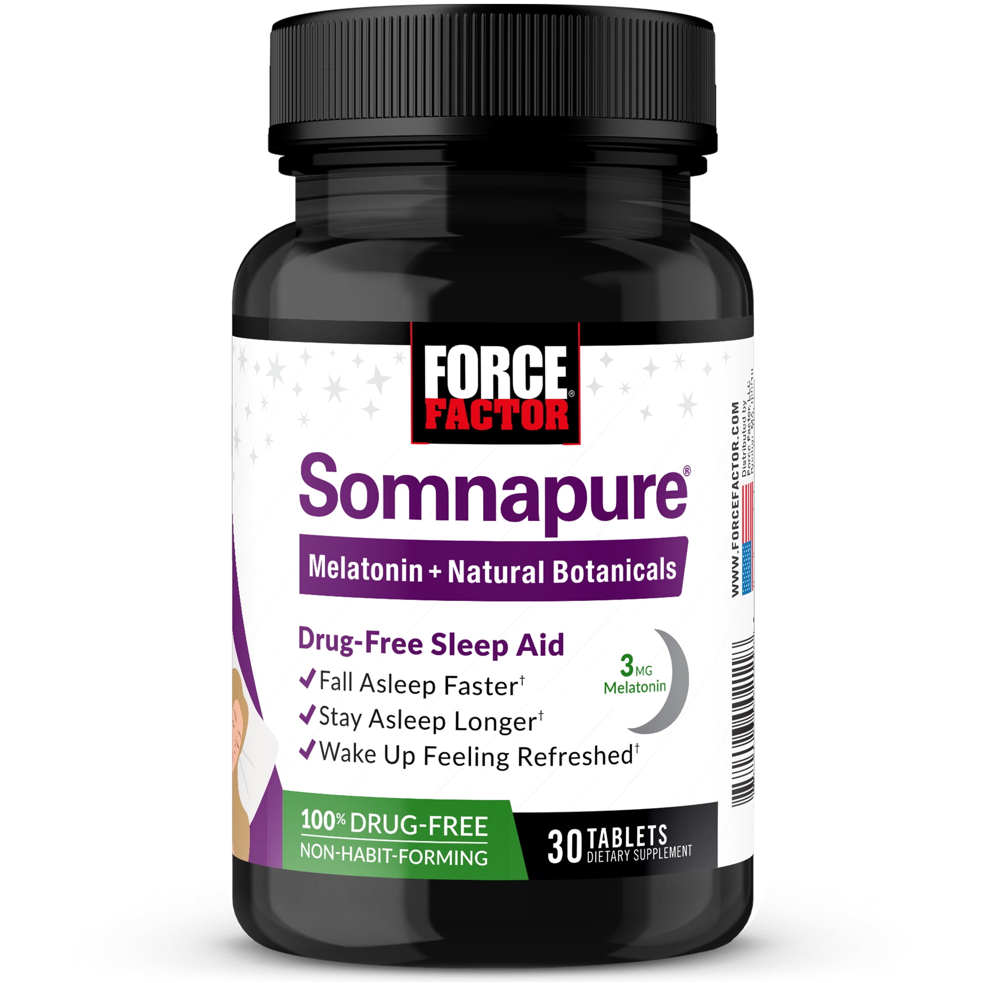 Force Factor Somnapure Sleep Aid with Melatonin 3mg, Valerian, 30 ...