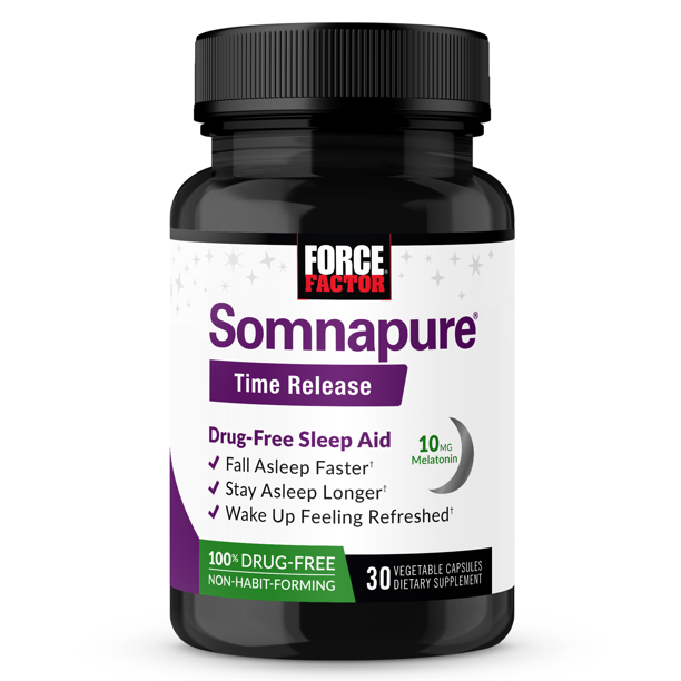 Force Factor Somnapure Time Release Melatonin, 10 mg, 30 Time-Release Capsules - Walmart ...
