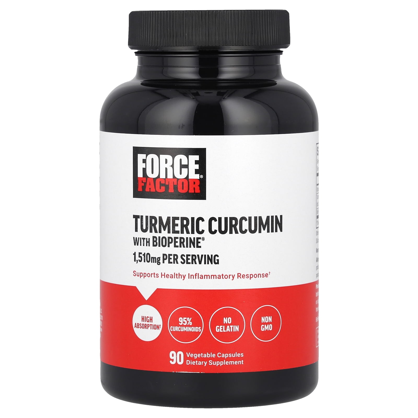 Force Factor Turmeric Curcumin with BioPerine®, 90 Vegetable Capsules ...