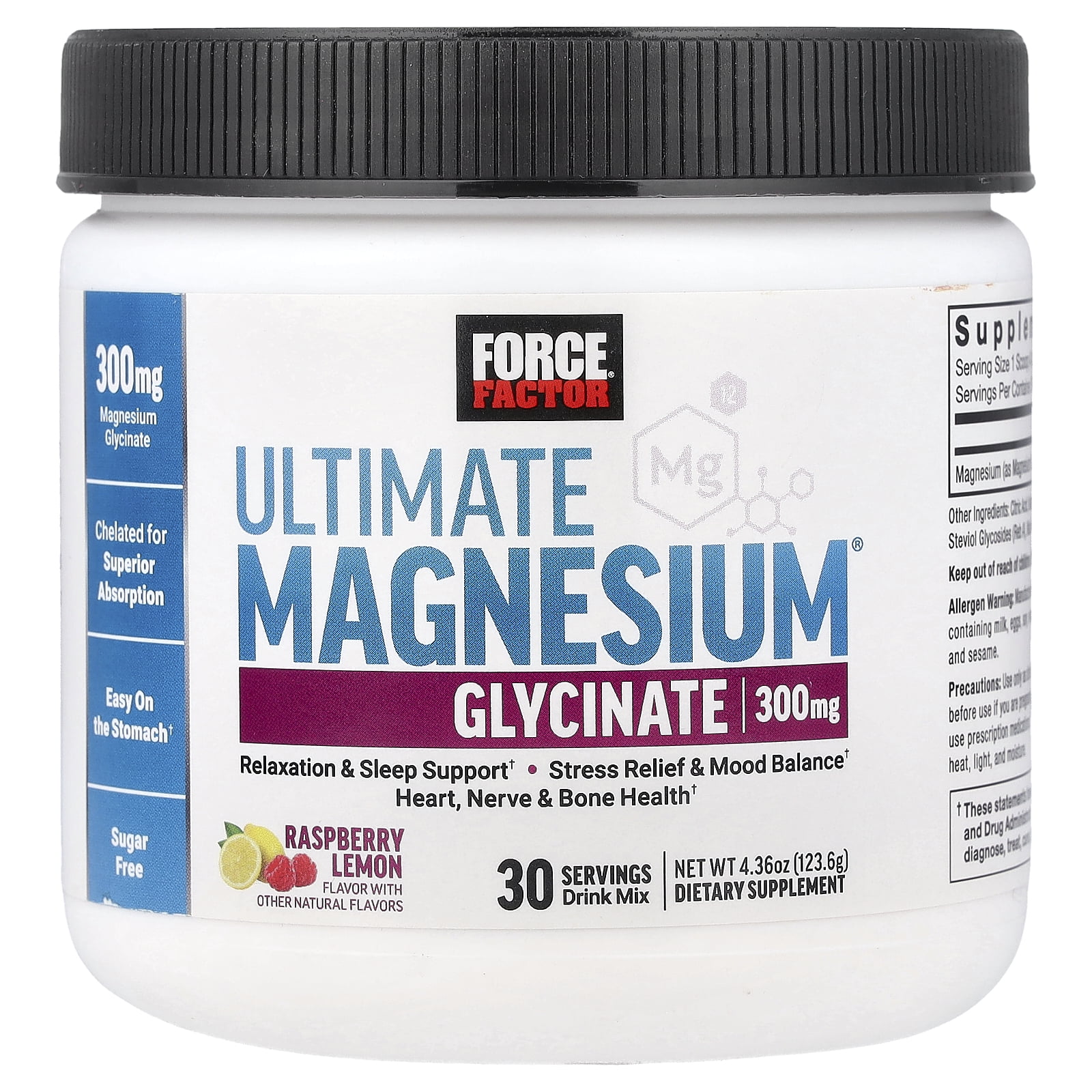 Force Factor Ultimate Magnesium® Glycinate Drink Mix, Raspberry Lemon ...
