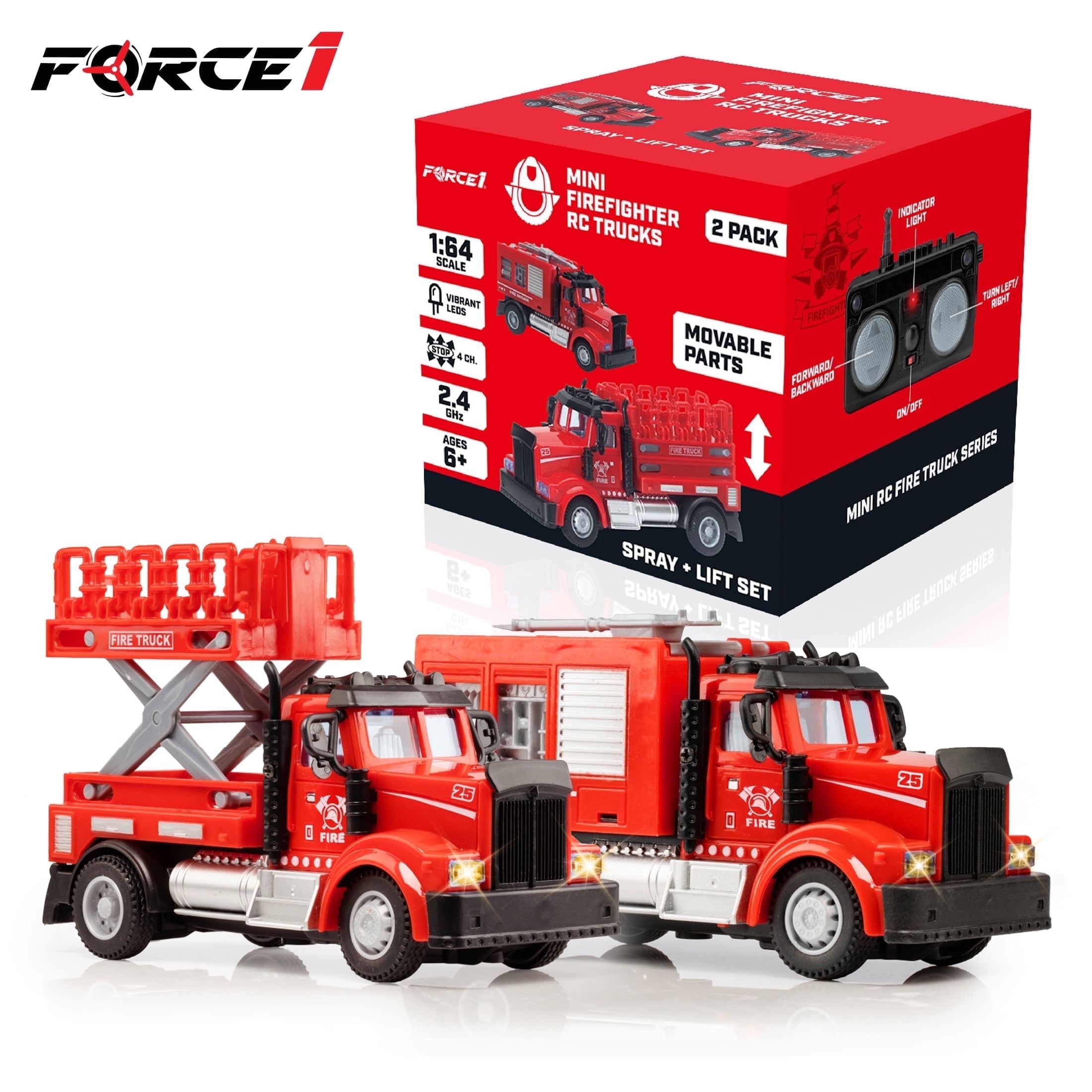 USA Toyz RC Mini Firefighter Truck Set, Spray and Lift Firetruck Toys ...