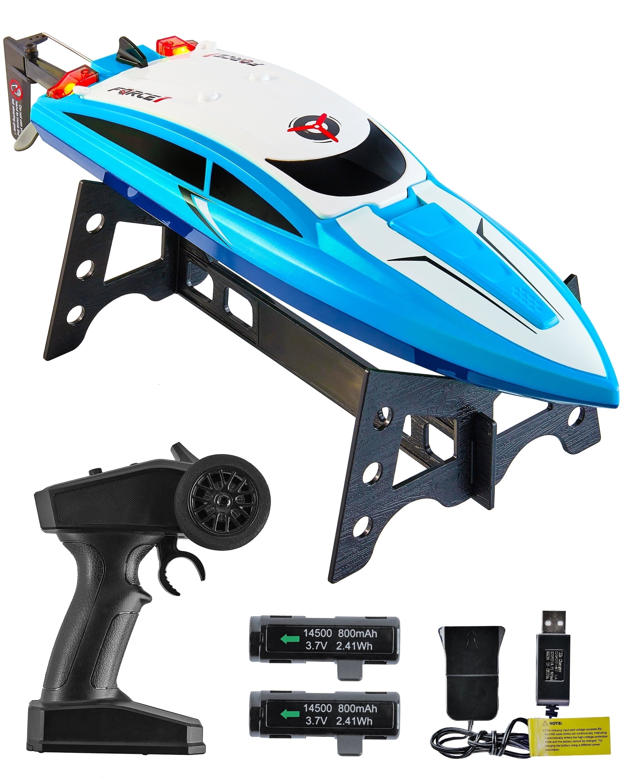 Force1 Velocity High Speed Waterproof Diving Rechargeable RC Boat (Blue ...