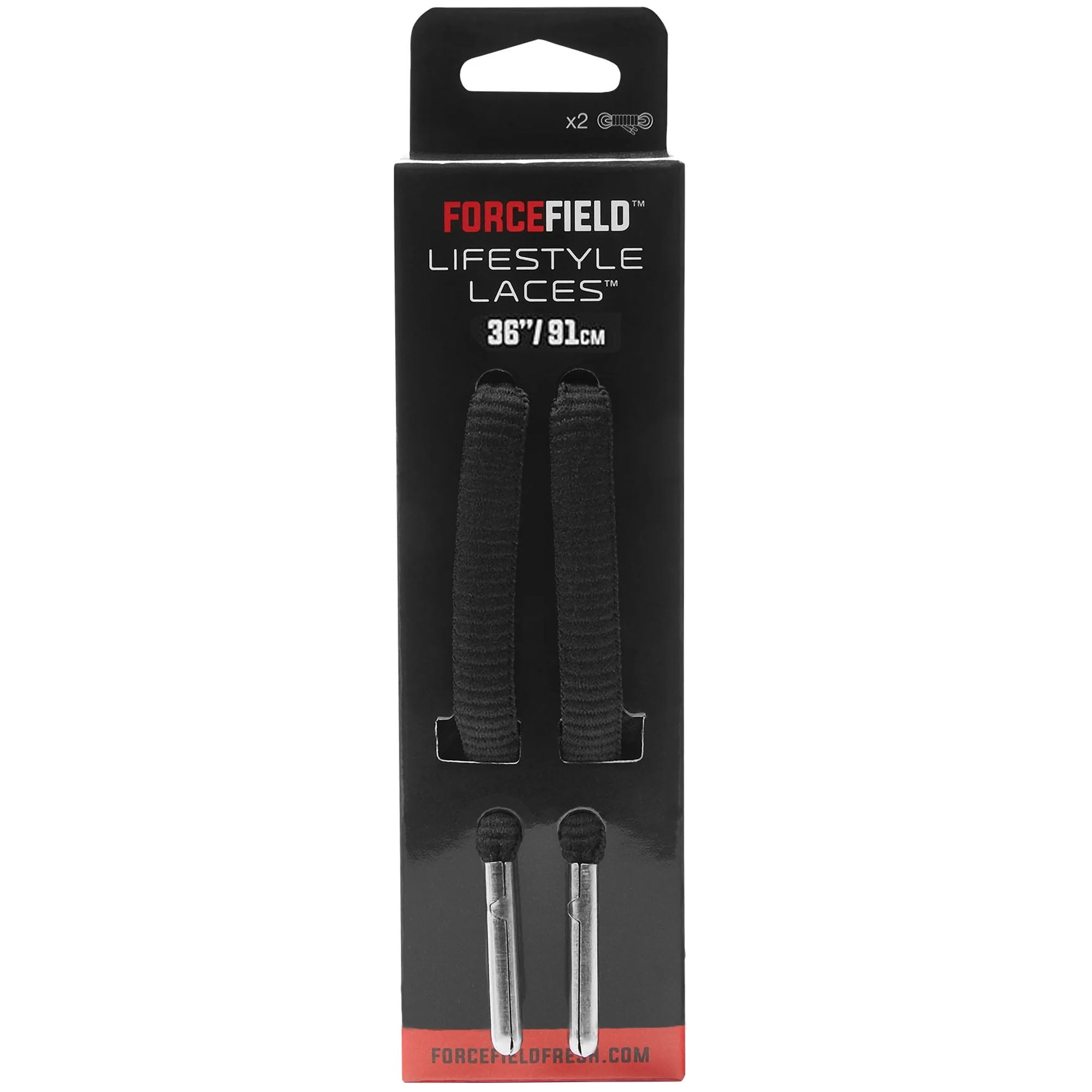 ForceField Lifestyle Thick Oval Shoe Laces, Black with Silver Aglet, 36 ...