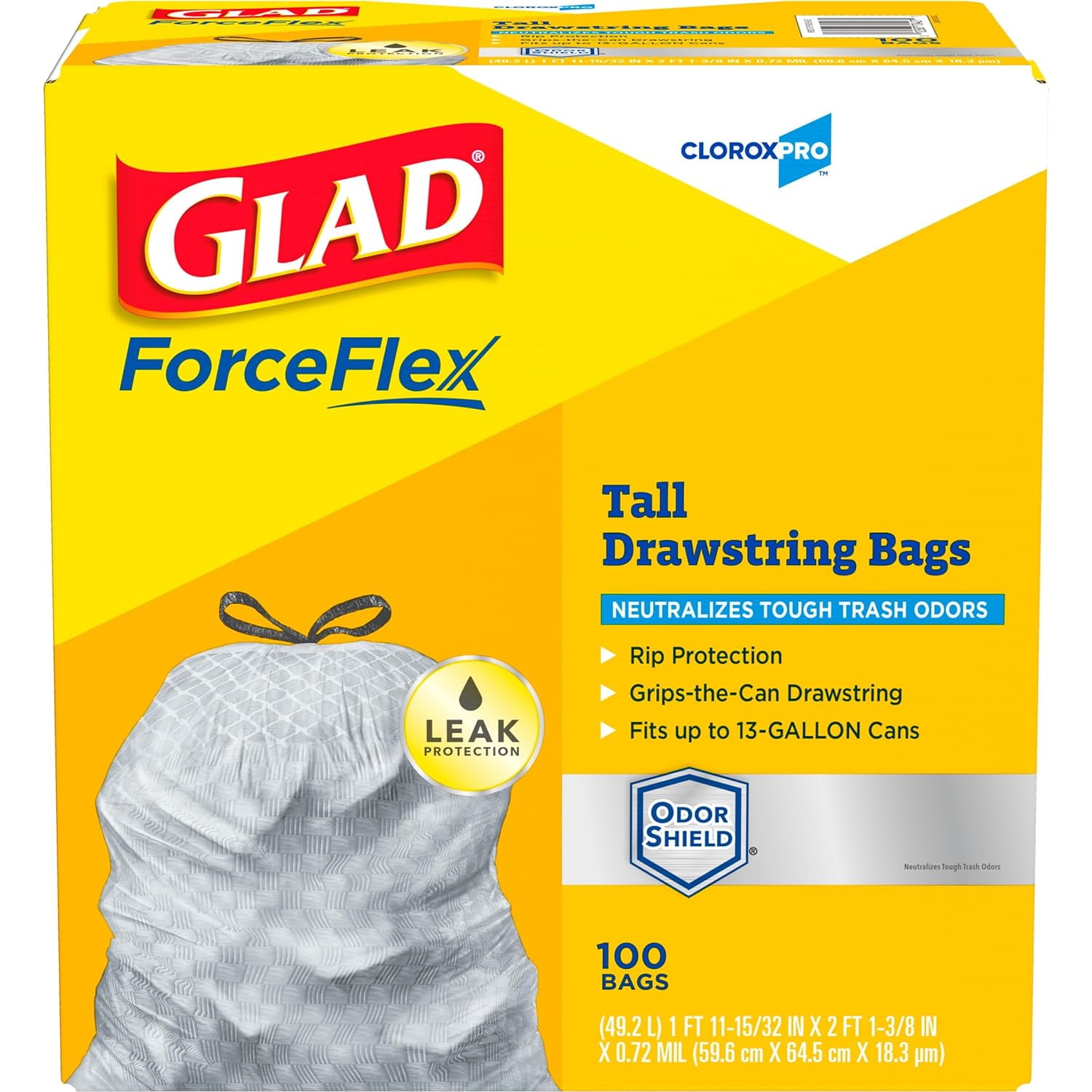 ForceFlex Tall Kitchen Drawstring Trash Bags, Clorox 13 Gallon Trash ...