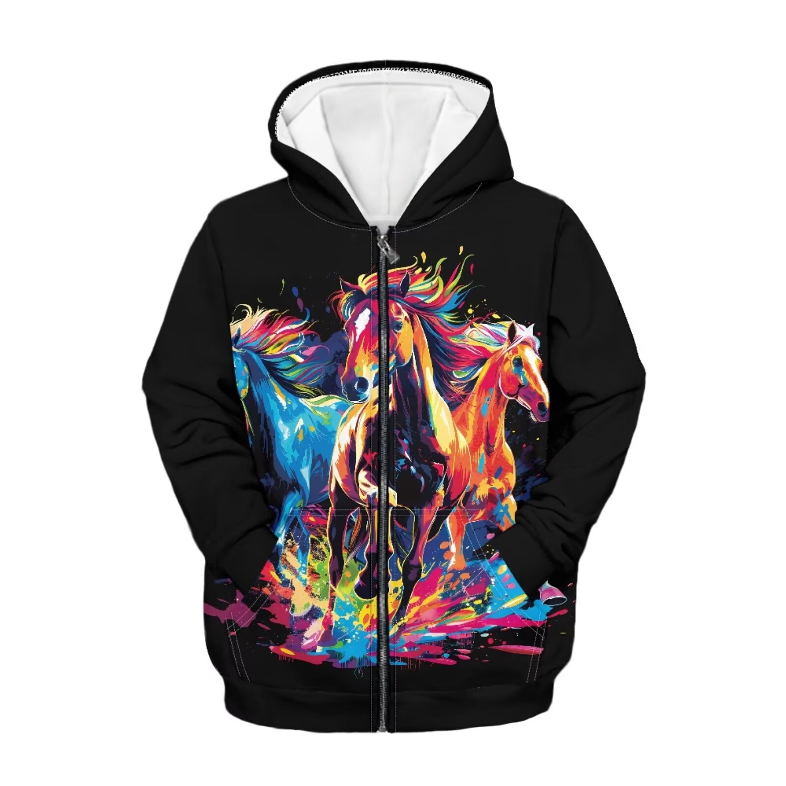 Forchrinse Girls Horses Hoodies Size 6-7 Zip Up Hoodie Sweatshirt Boys ...