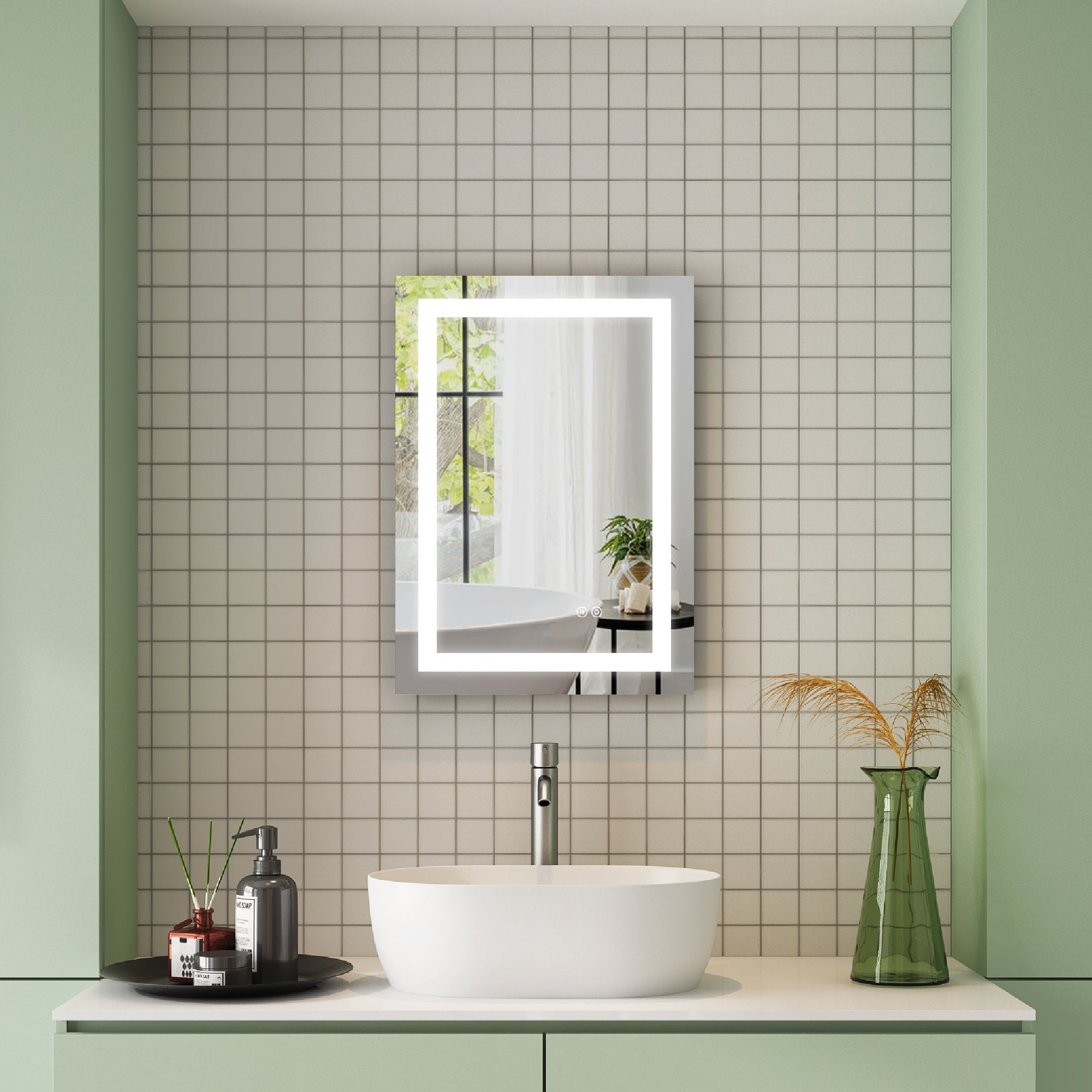 Forclover 20"x28" LED Lighted Bathroom Mirror, Wall Mounted Bathroom ...