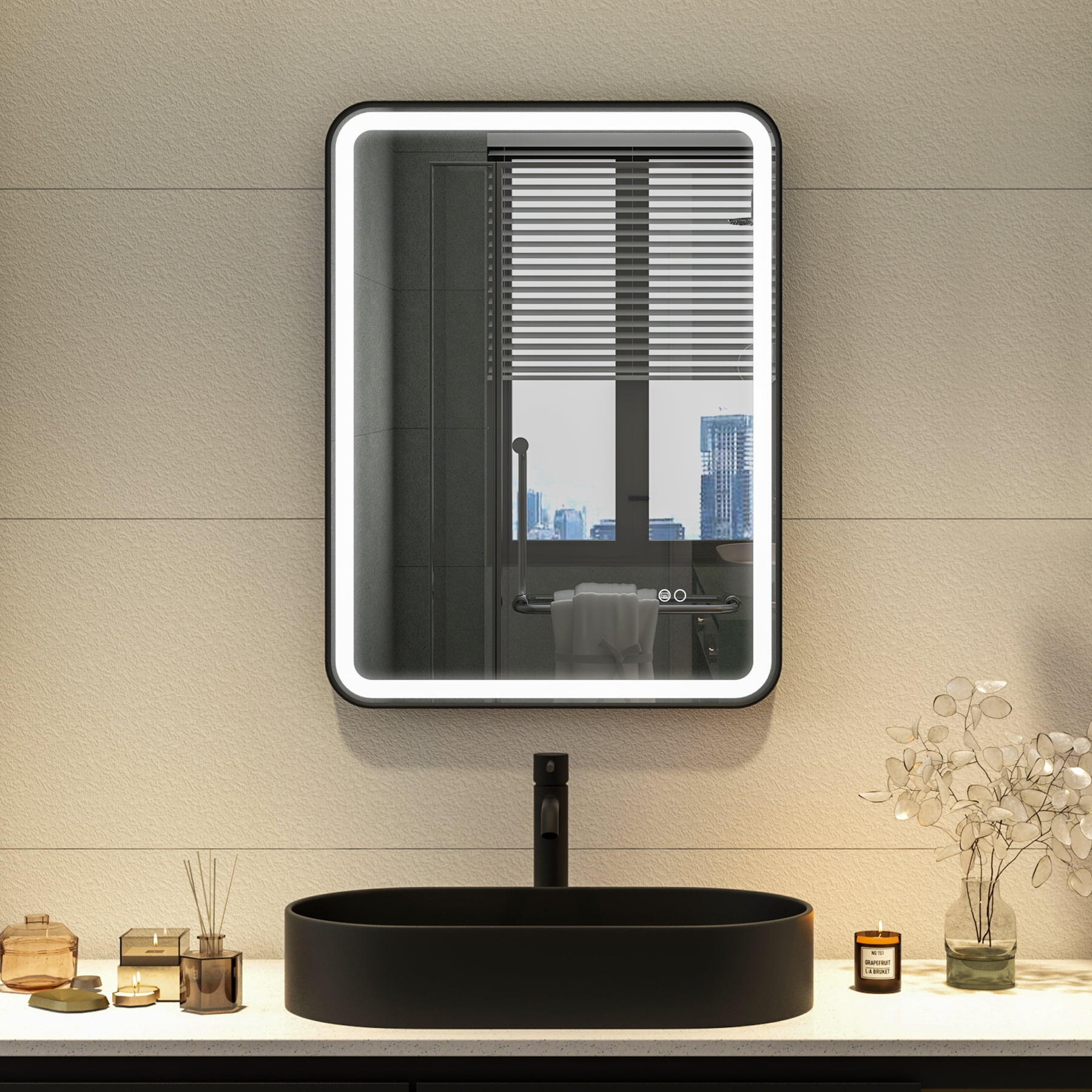 Forclover 24 x 32 inch LED Bathroom Mirror, LED Lighted Mirror for ...