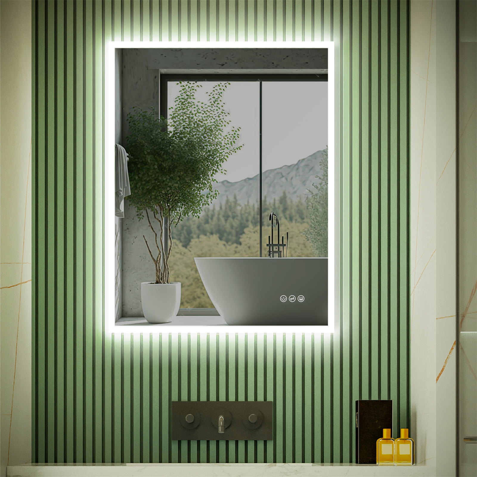 Forclover 28x36 inch LED Bathroom Mirror with Lights, Lighted Vanity Mirror with Touch Button ...