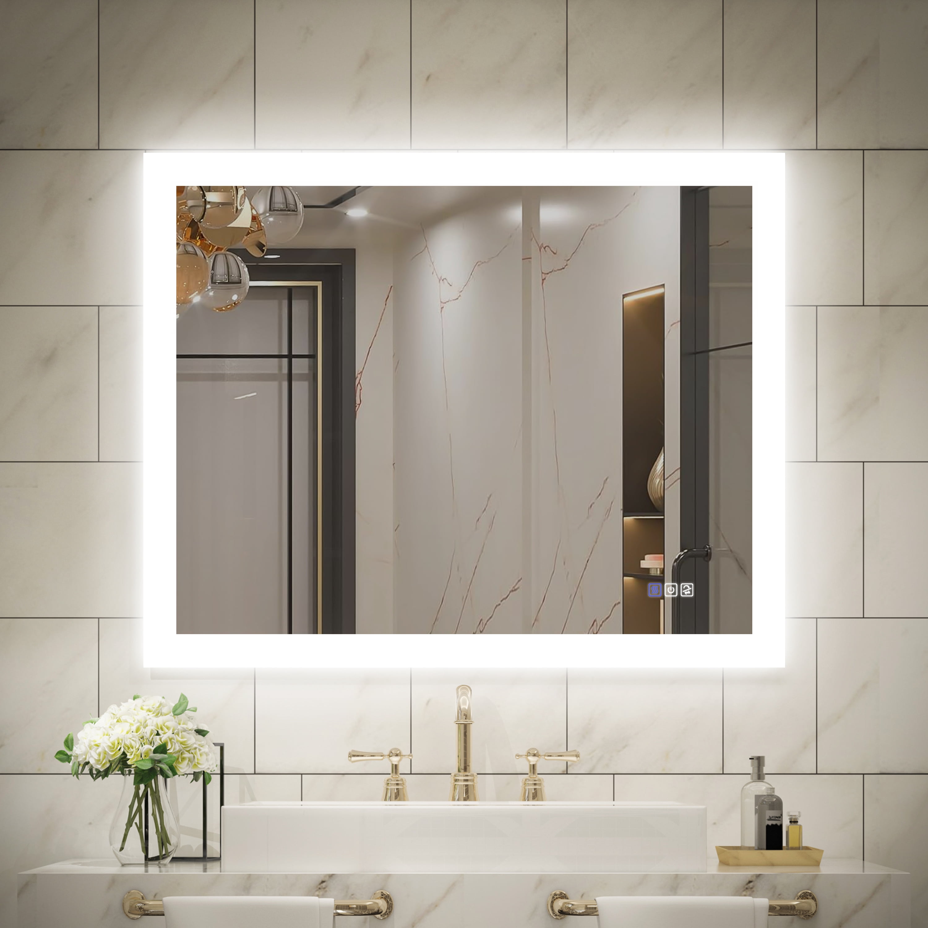 Forclover 40 x 32 Inch LED Mirror for Bathroom with Ultra Bright Lights ...