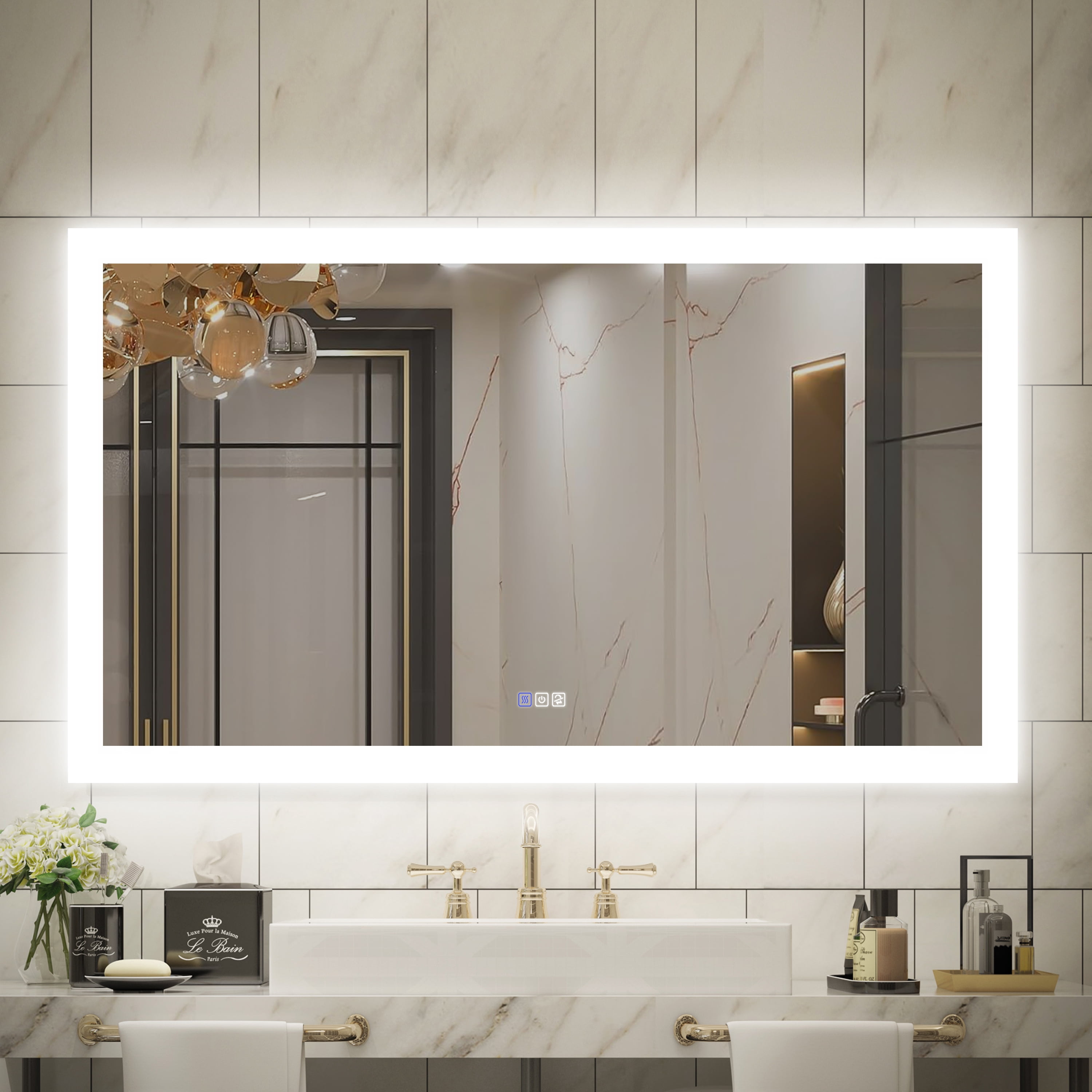 Forclover 55 x 32 Inch LED Mirror for Bathroom with Ultra Bright Lights ...
