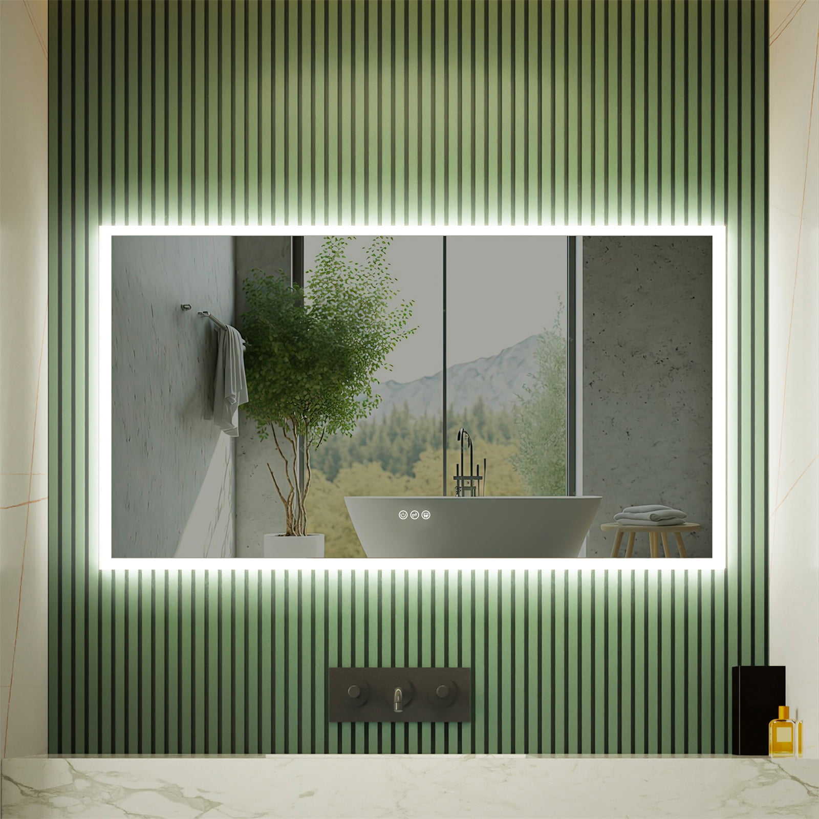 Forclover 55x30 inch LED Bathroom Mirror with Lights, Lighted Vanity ...