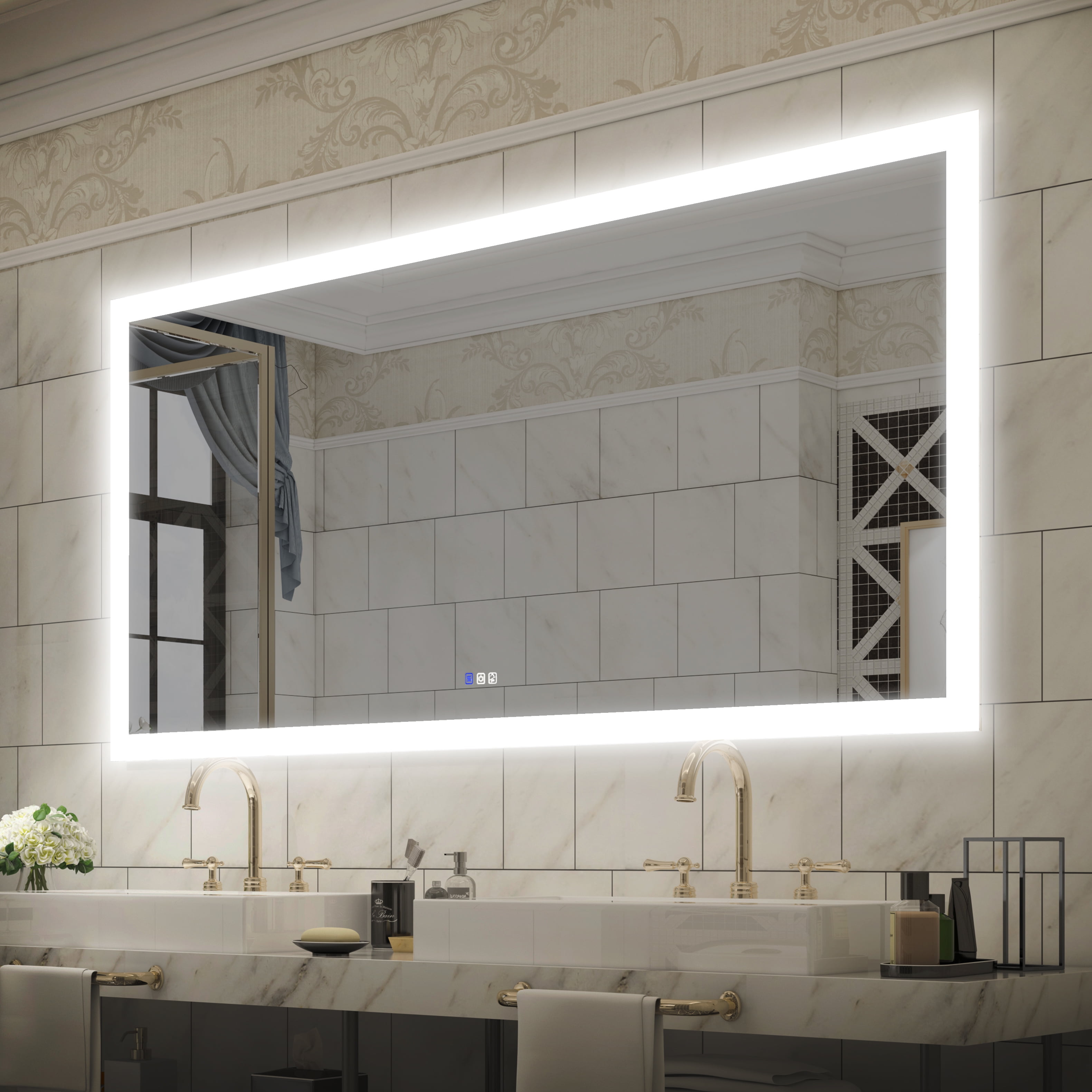 Forclover 72 x 36 Inch LED Mirror for Bathroom with Ultra Bright Lights ...