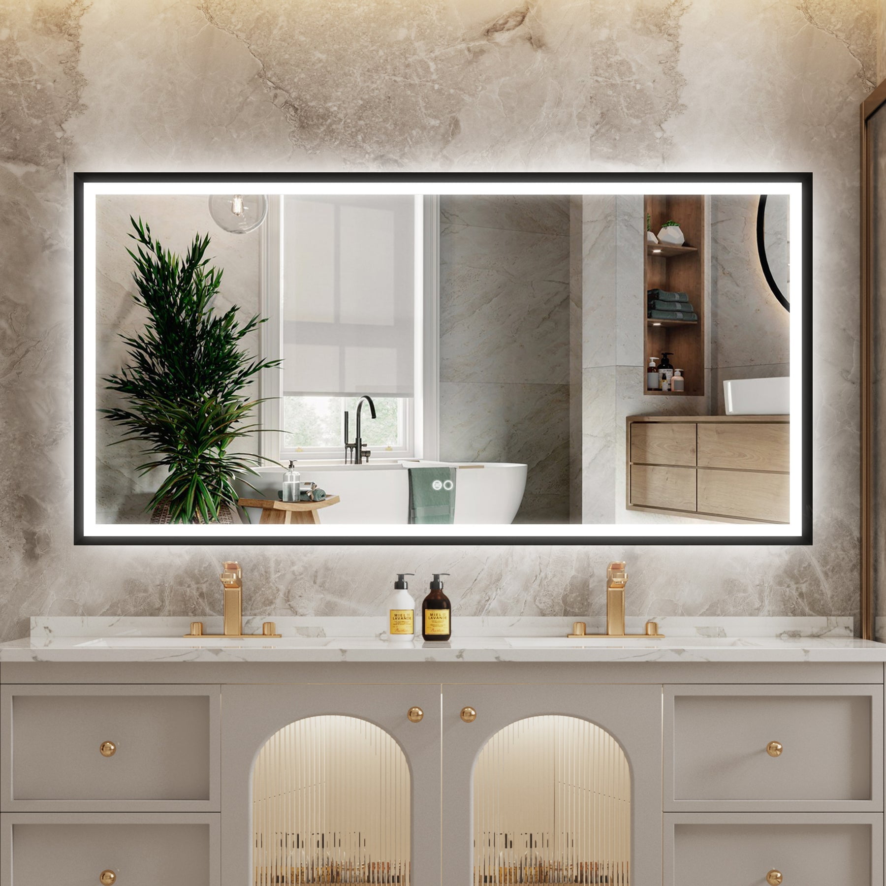 Forclover 72 x 36inch LED Bathroom Mirror, Backlit and Front Lighted ...