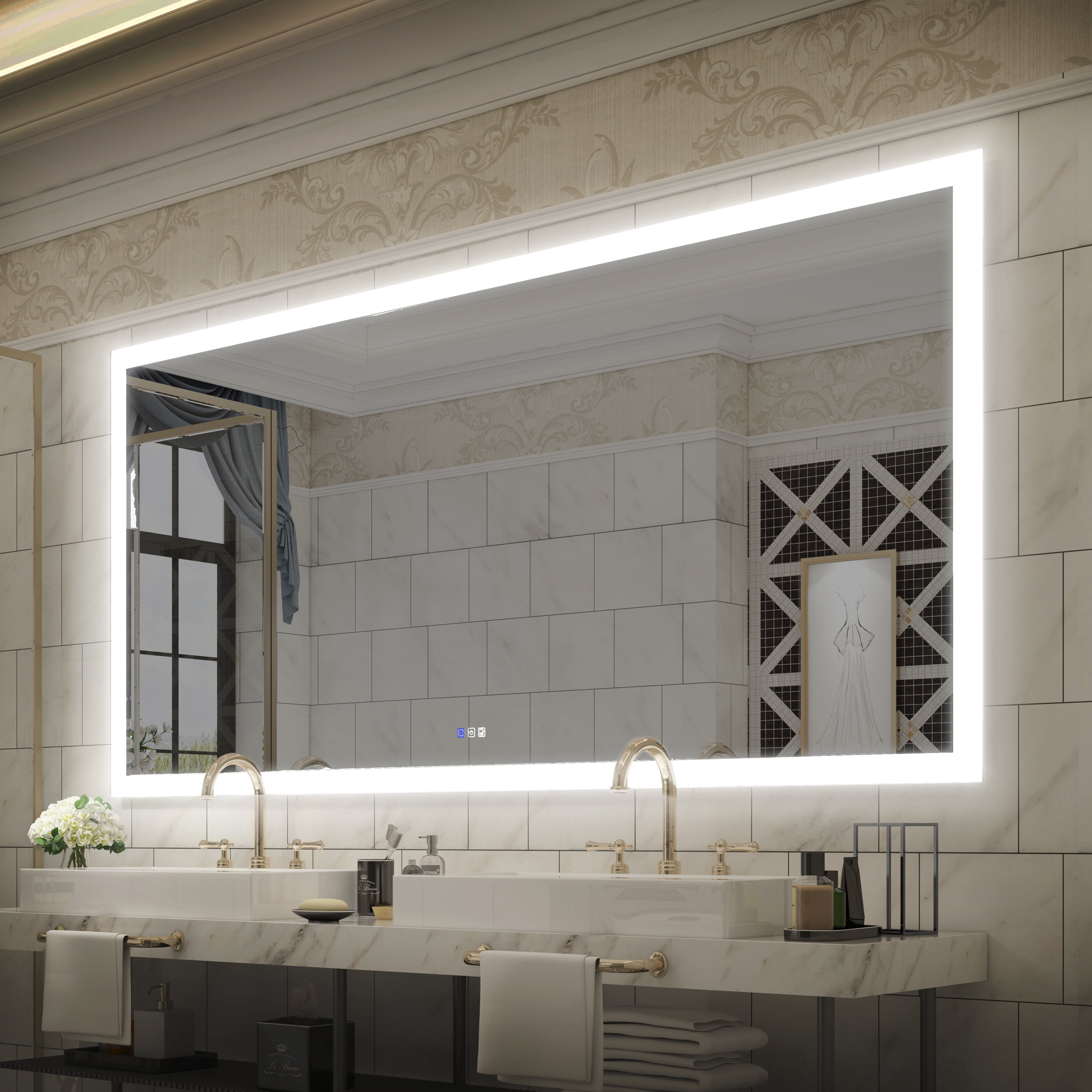 Forclover 84 x 42 Inch LED Mirror for Bathroom with Ultra Bright Lights ...