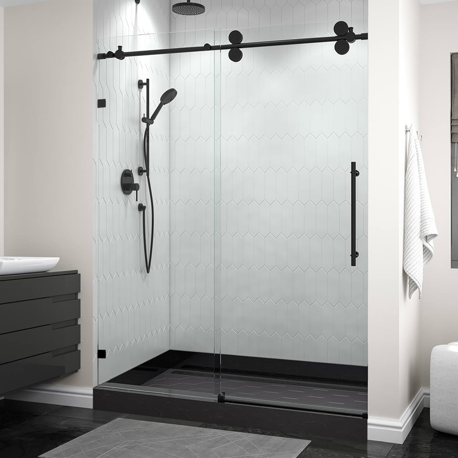 Forclover Adjustable 56-60 in. W x 76 in.H Frameless Shower Door ...