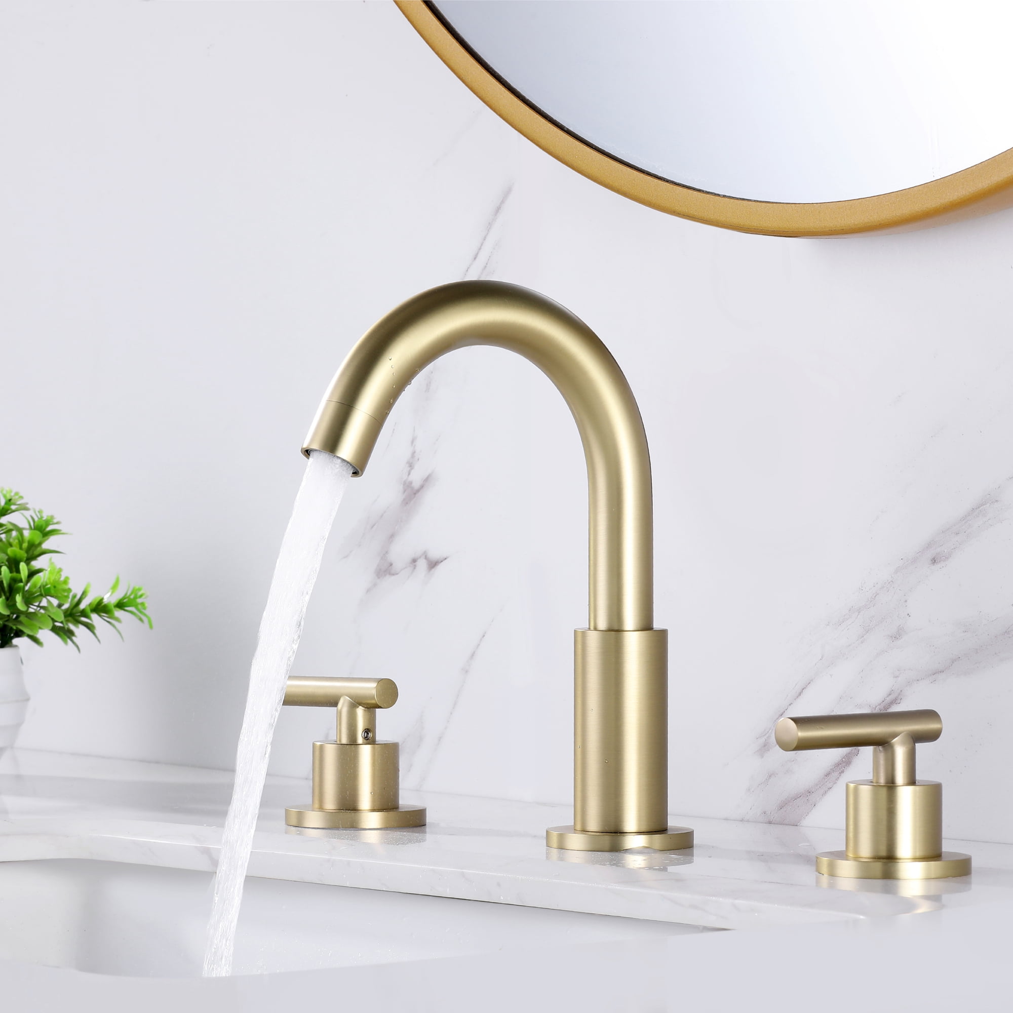 Forclover Brass Bathroom Sink Faucet with 3 Hole Brass 2 Handle ...