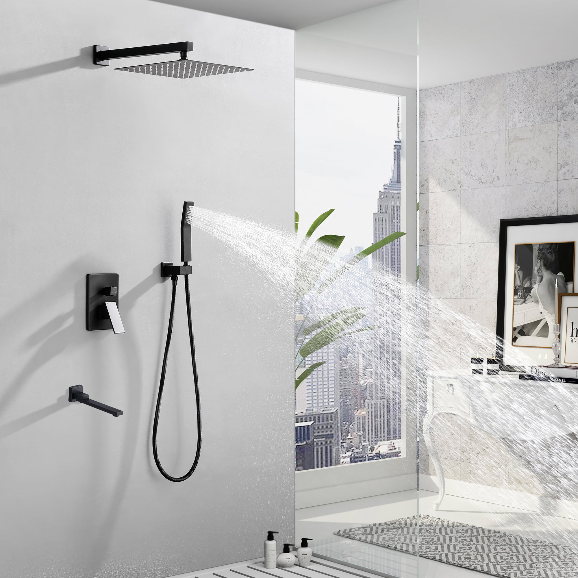 Forclover NOT SELL TO CA 10 Inch Shower System with Tub Spout, 3 ...