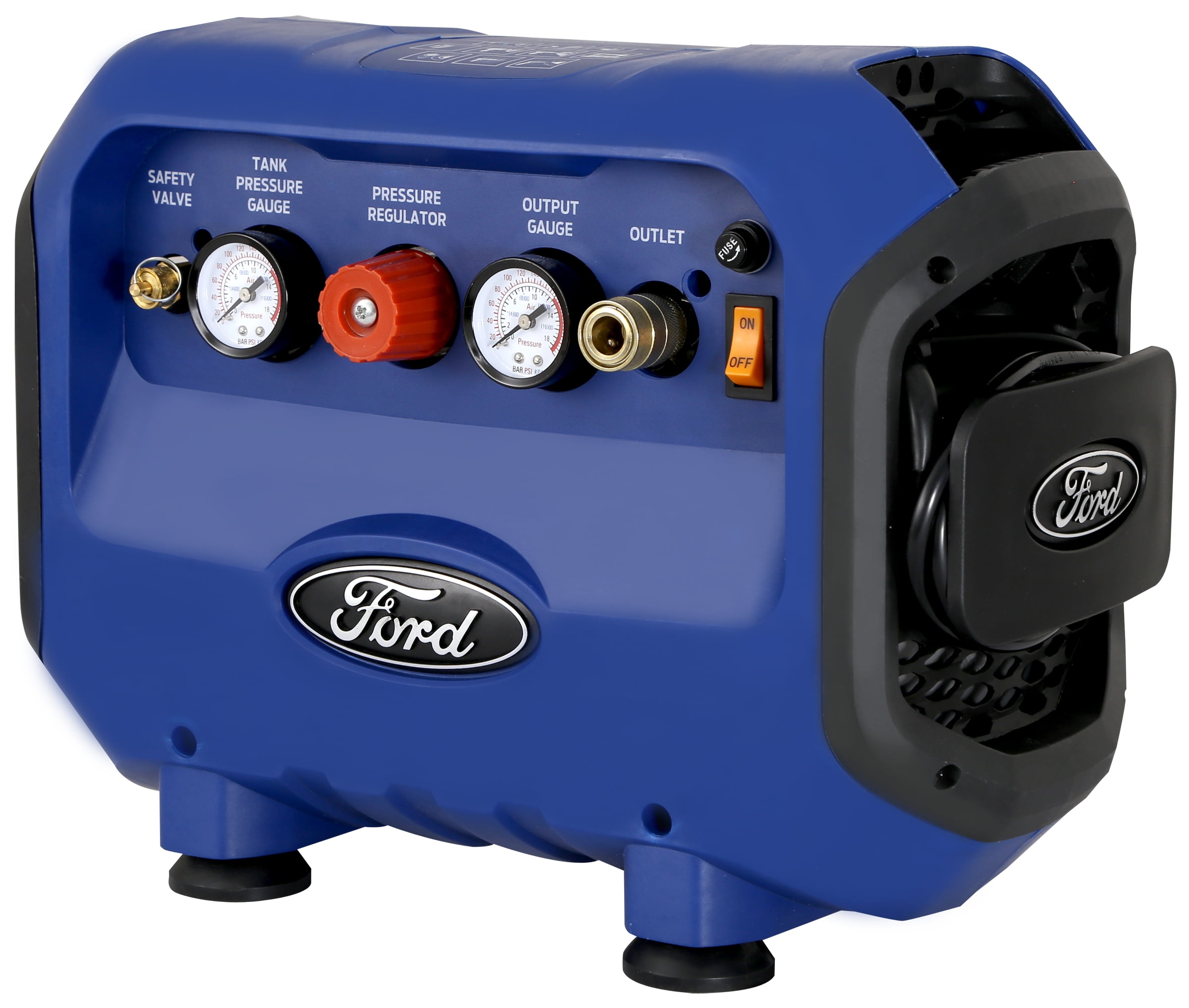 Ford 1.6 Gallon Oil Free Inflator/Air Compressor with 6 piece accessory ...