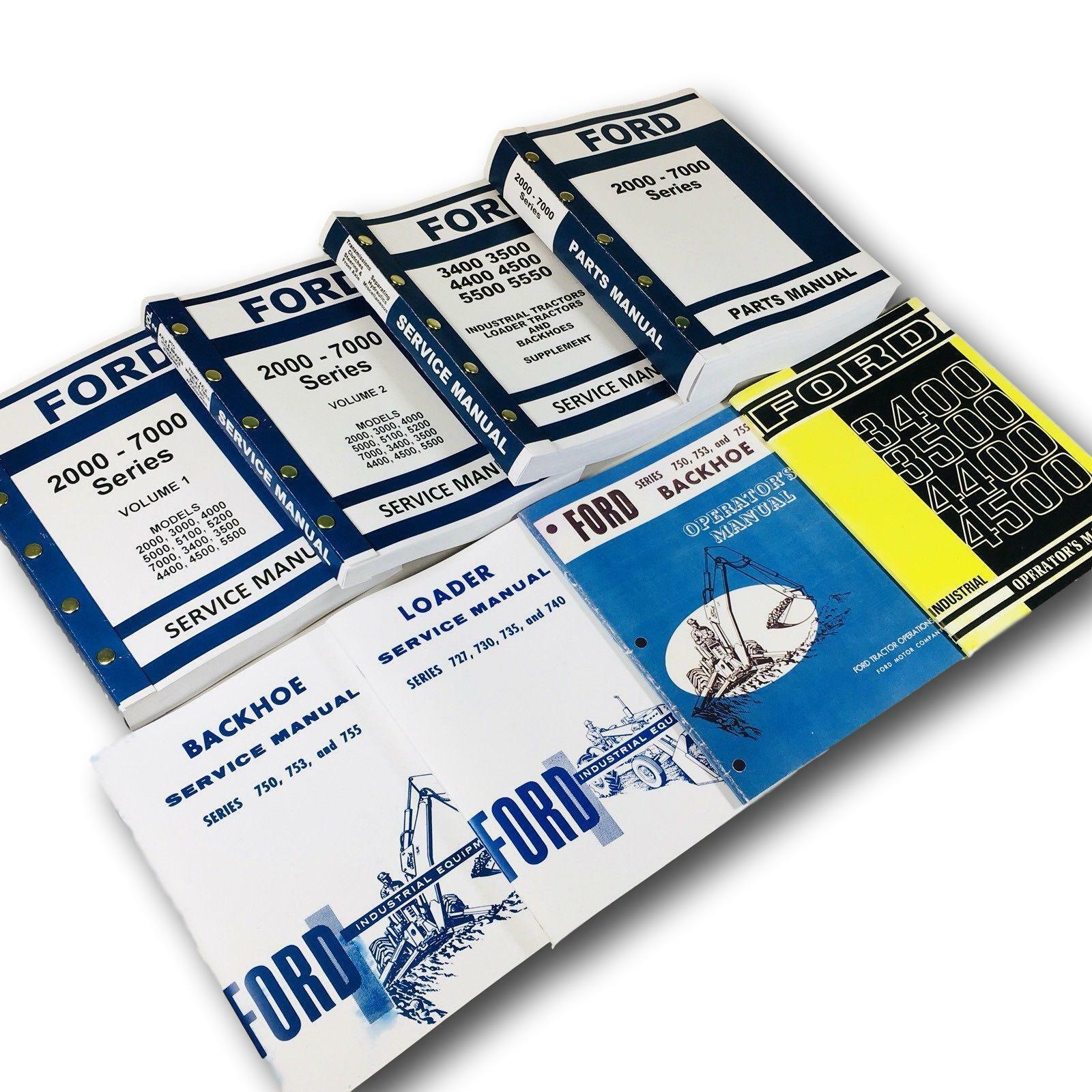 Ford 3500 4500 Backhoe Loader Tractor Service Operator Parts Manual ...