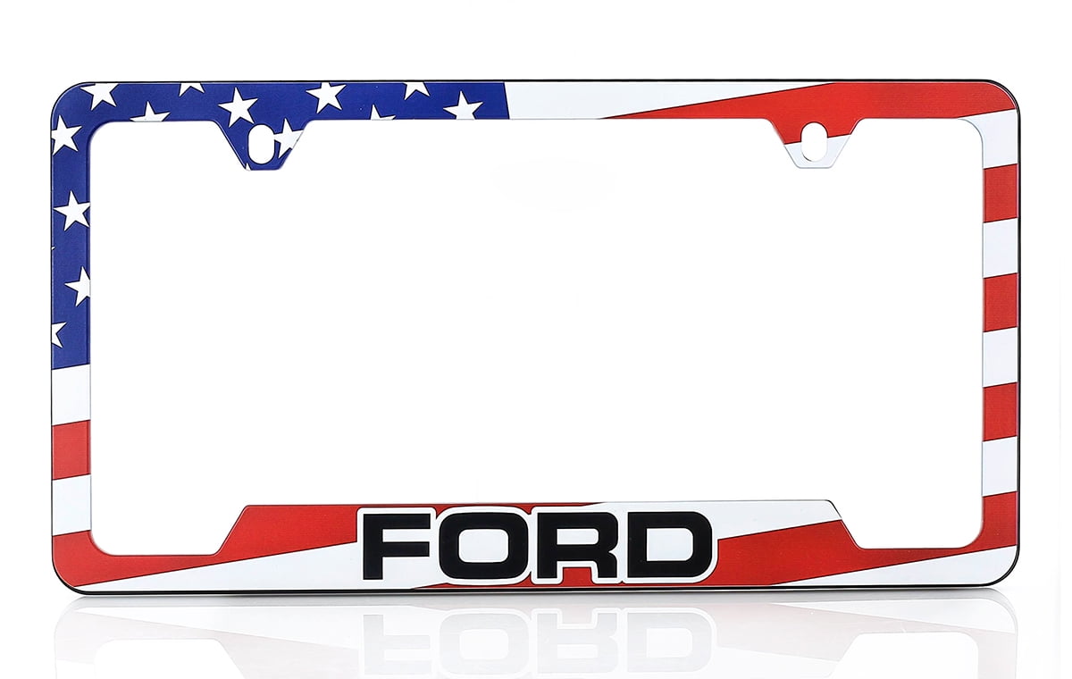 Ford American Flag Patriotic Red White Blue UV Printed Metal License ...