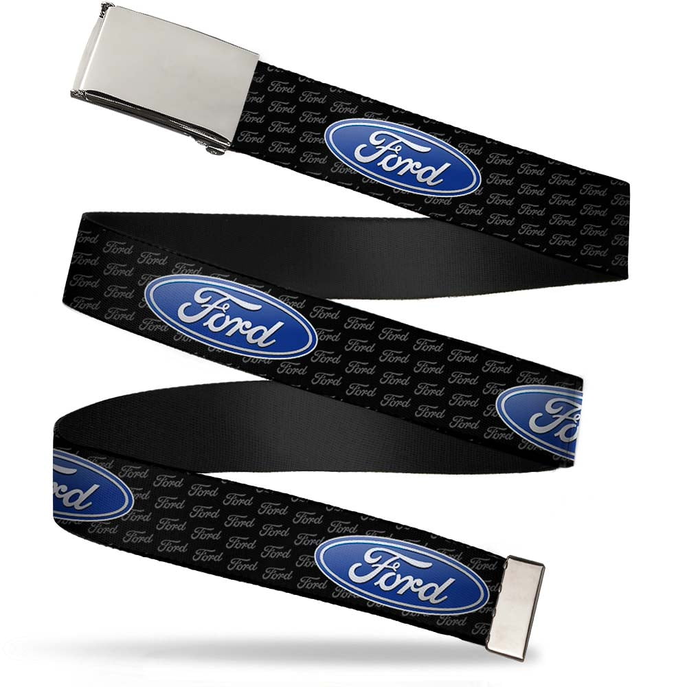 Ford Belt, Flip Web Belt Ford Oval Repeat Text, 1.5 Inch Wide, Fits up ...