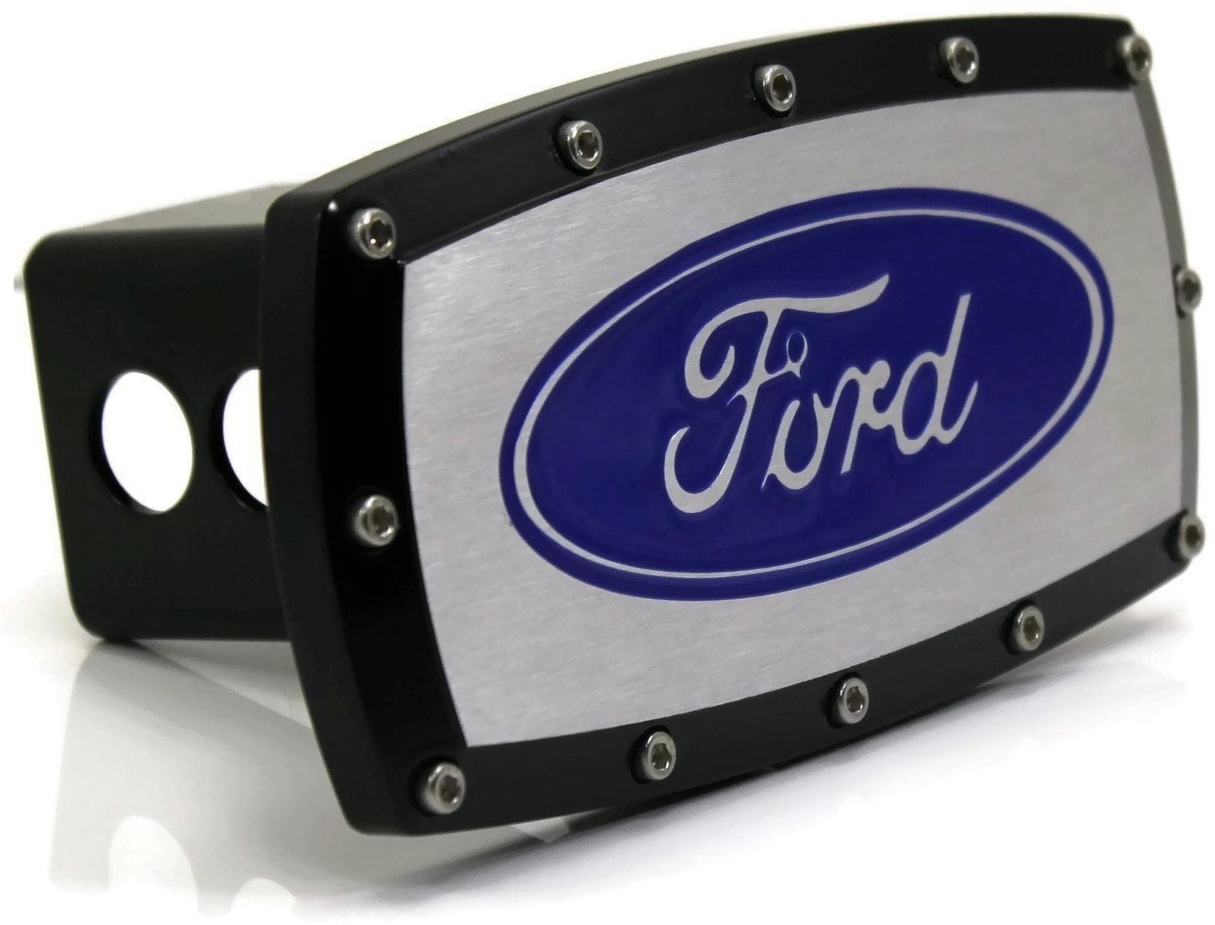 Ford Blue Logo 2" Tow Hitch Cover Plug Engraved Billet Black Powder ...