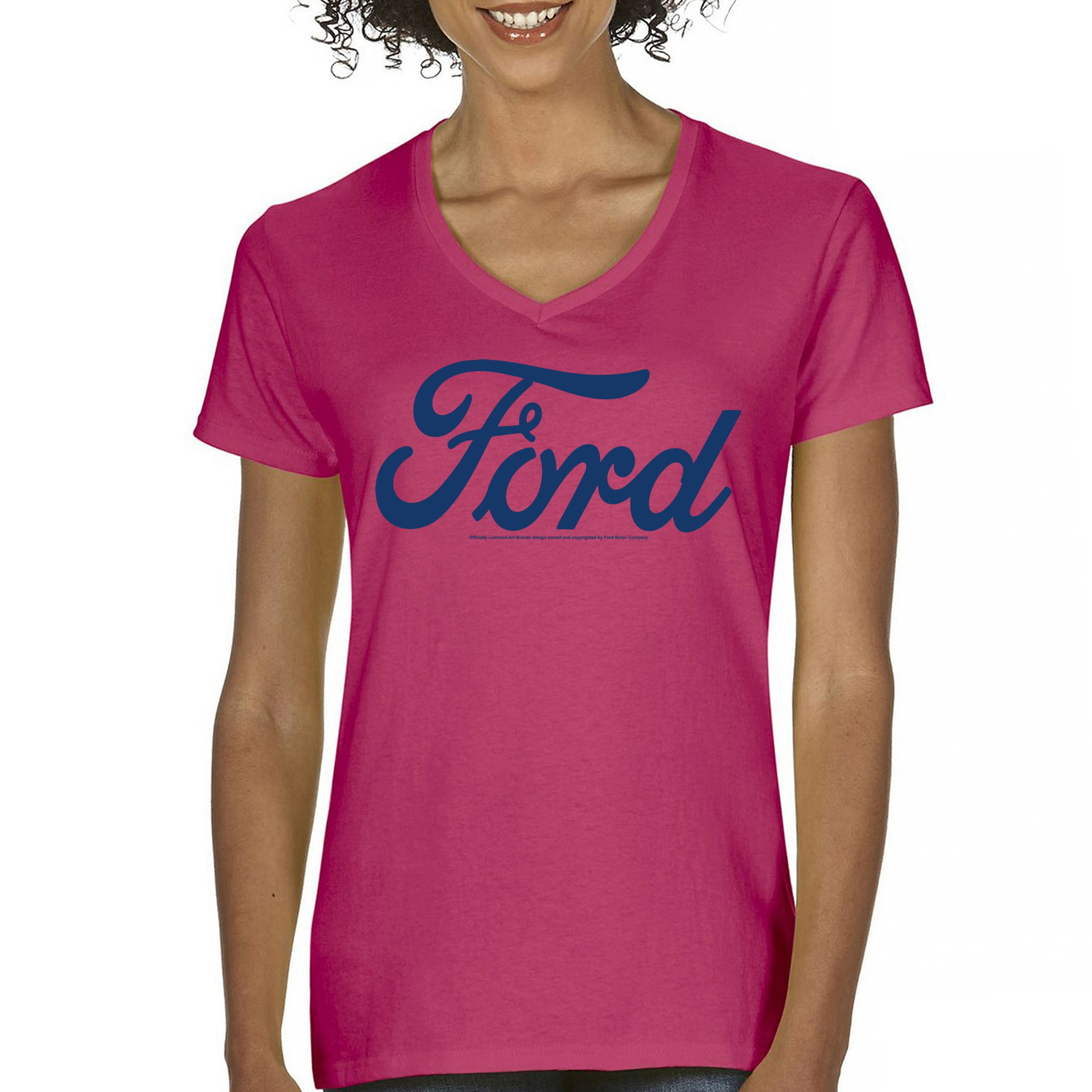 Ford Blue Logo Women's V-Neck T-shirt Officially Licensed Classic ...