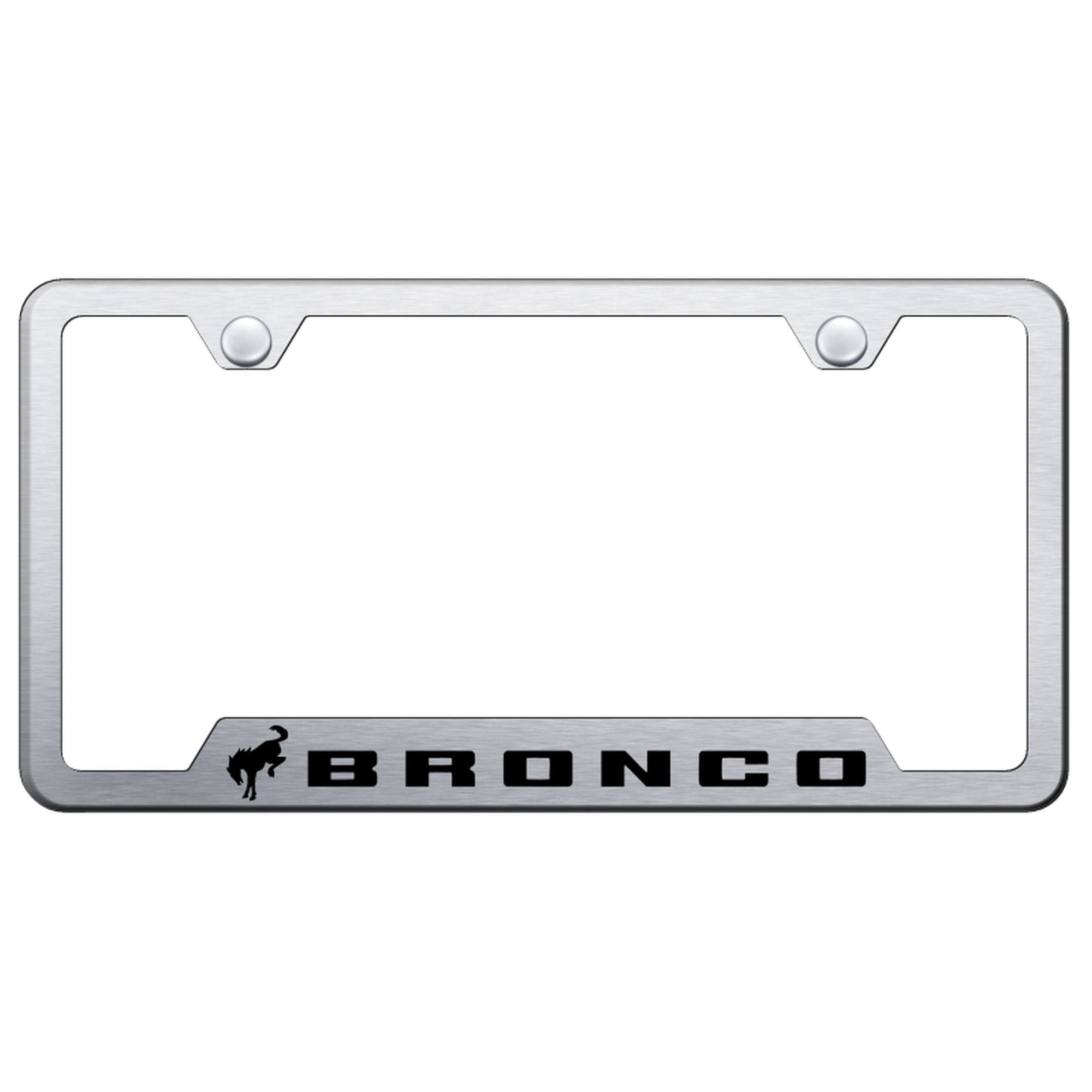 Ford Bronco 2020 Laser Etched Logo Cut-Out License Plate Frame (Brushed ...
